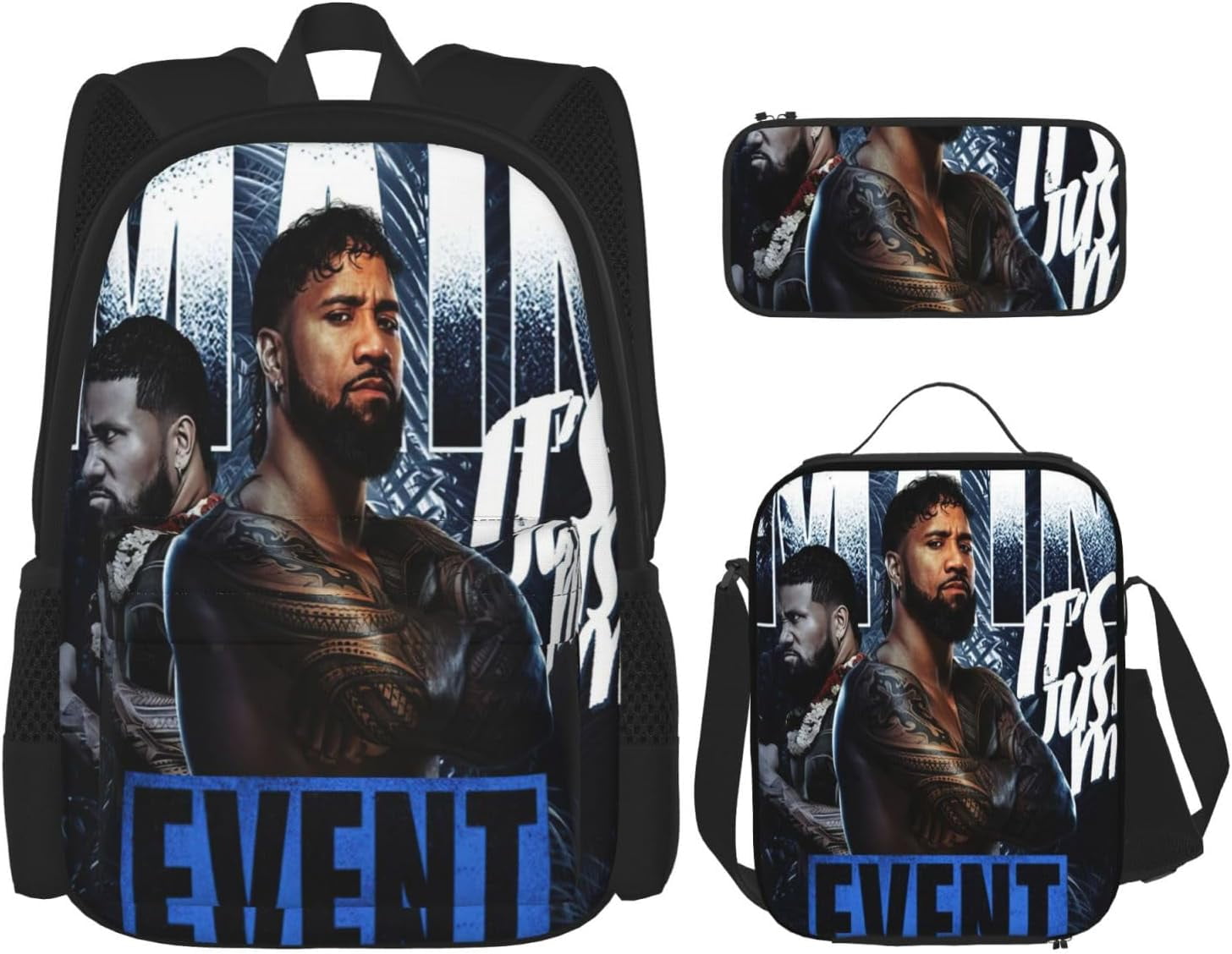 Jey USO Wrestler Backpack 3 Pieces Set With Lunch Bag And Pencil Pouch ...