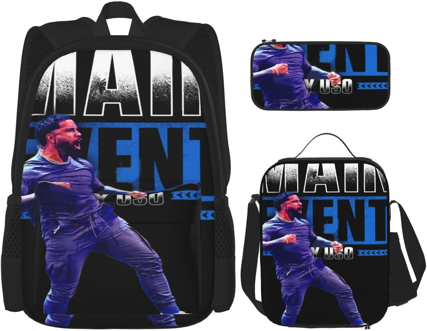 Jey USO Wrestler Backpack 3 Pieces Set With Lunch Bag And Pencil Pouch ...