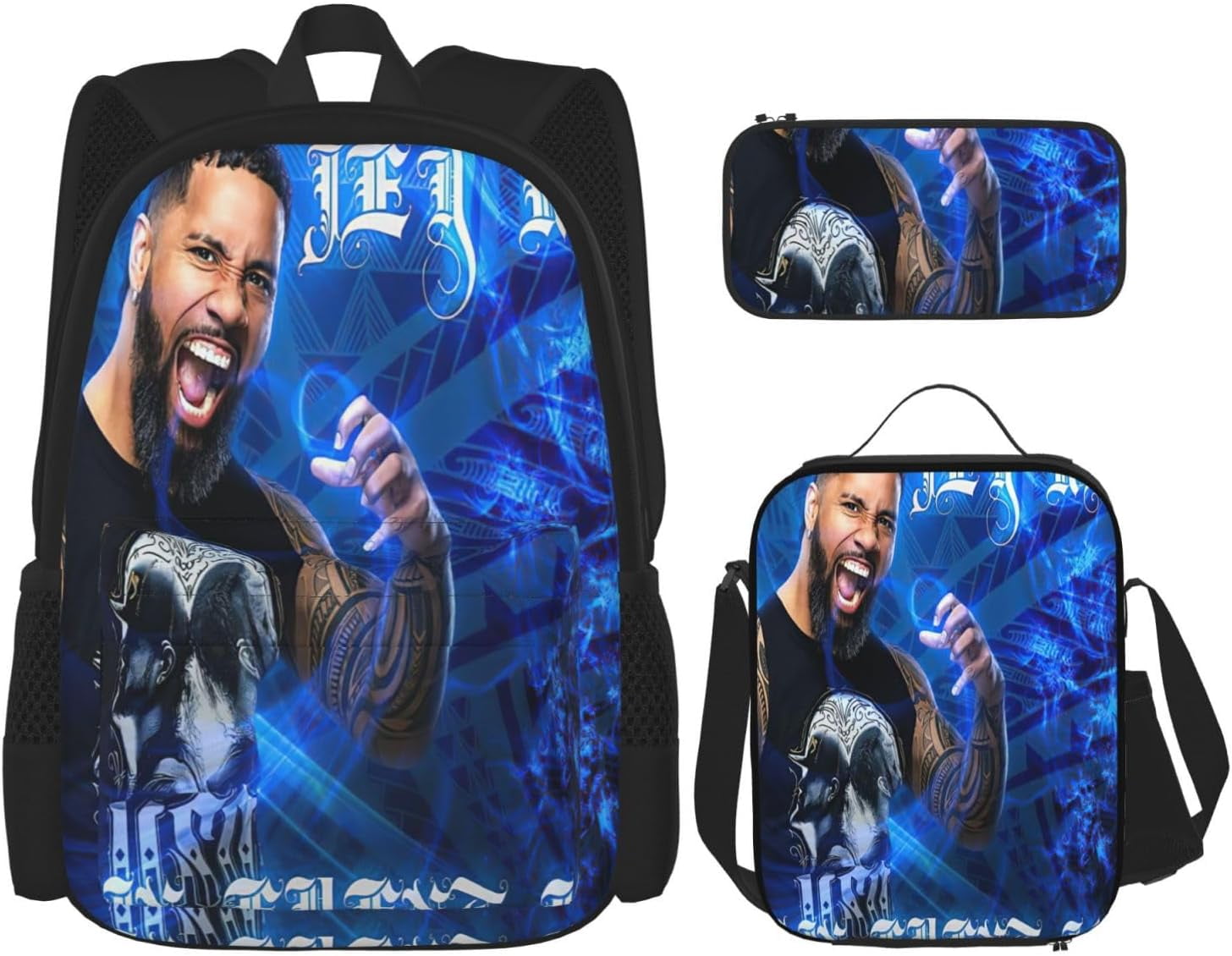 Jey USO Wrestler Backpack 3 Pieces Set With Lunch Box And Pencil Pouch ...