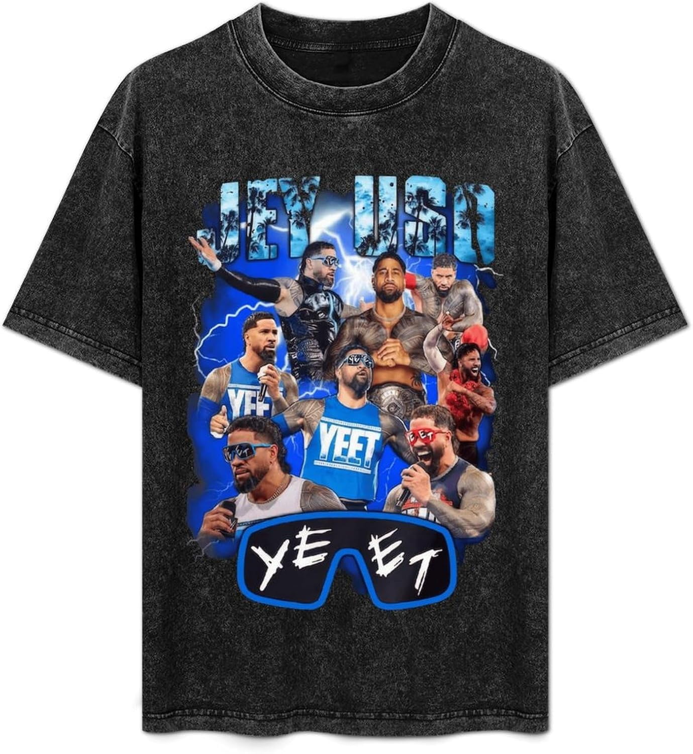 Jey USO Yeet Mans T-Shirts,Retro Vintage Crewneck Washed Short Sleeve T ...