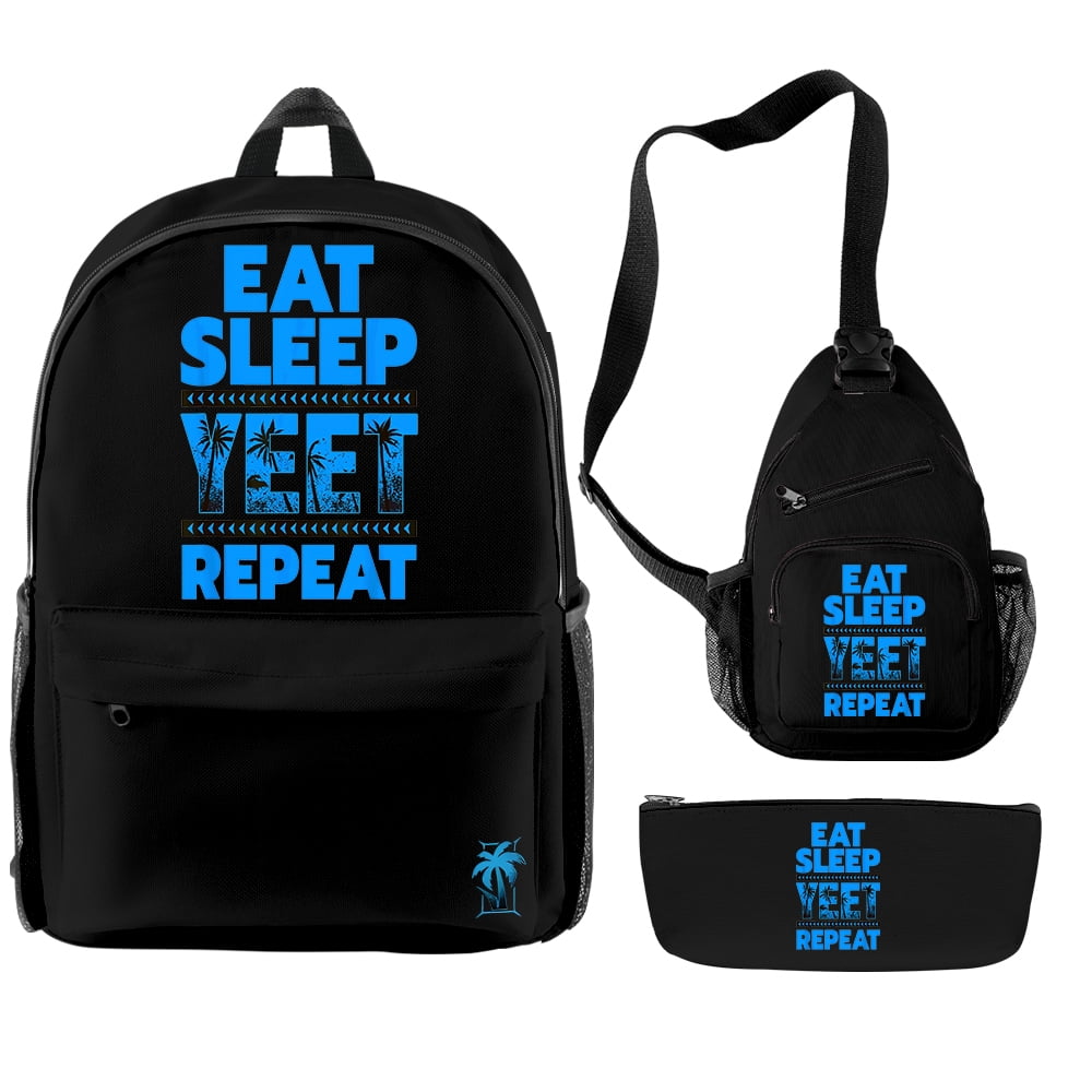 Jey Uso Eat Sleep Yeet Repeat Backpack 3 Piece Set Rucksack Crossbody ...