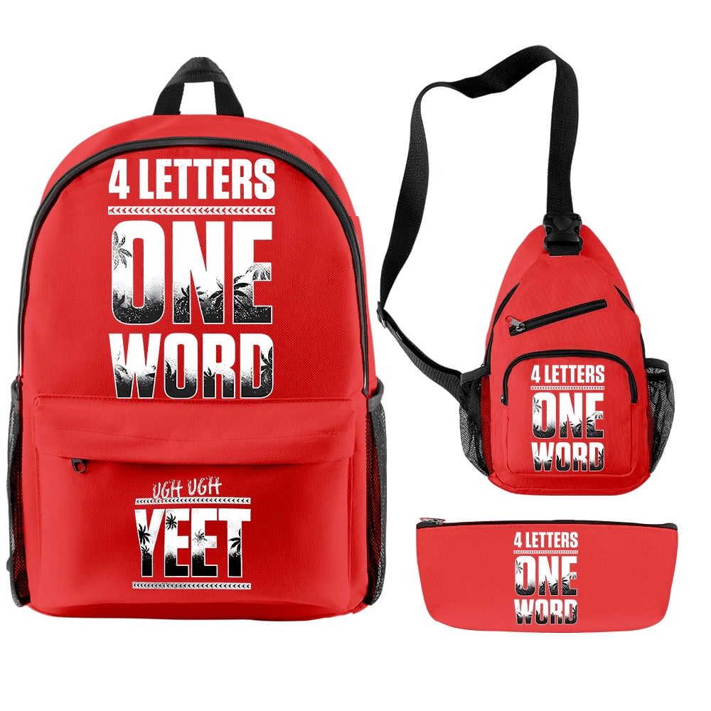 Jey Uso Four Letters One Word Yeet 3pcs/set Backpack Shoulder Bag Women ...