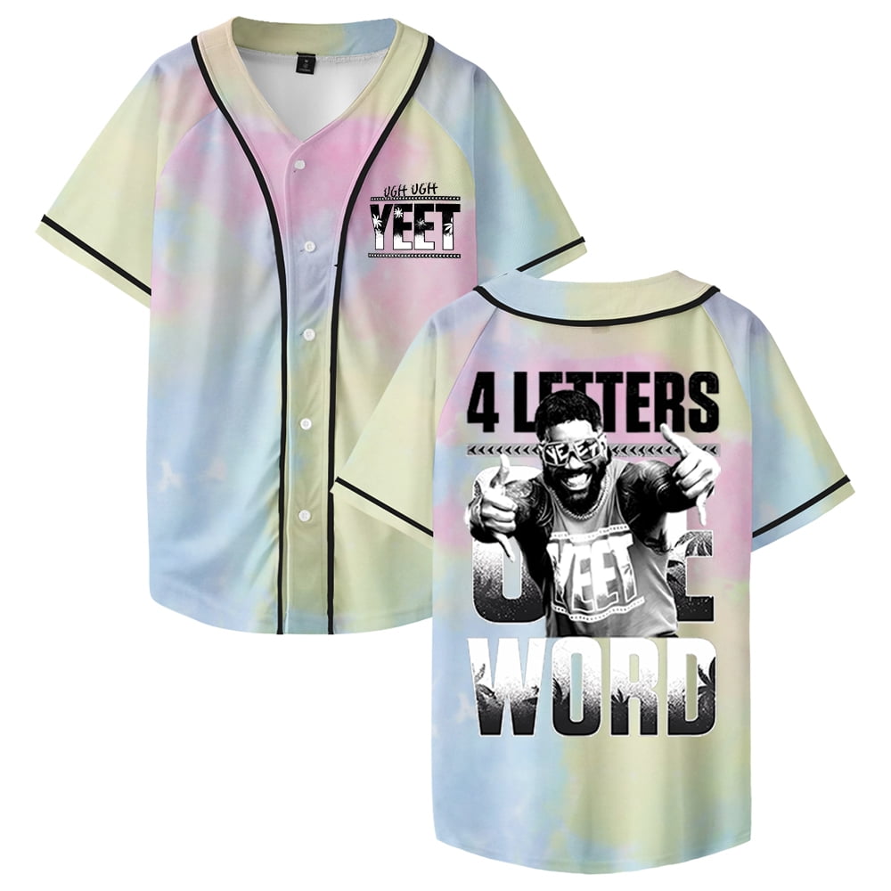 Jey Uso Four Letters One Word Yeet Baseball Jersey Short Sleeve Button ...