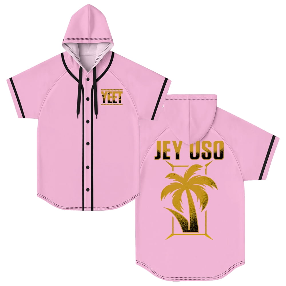 Jey Uso Golden Yeet Merch Hooded Baseball Jersey Short Sleeve Button-up ...
