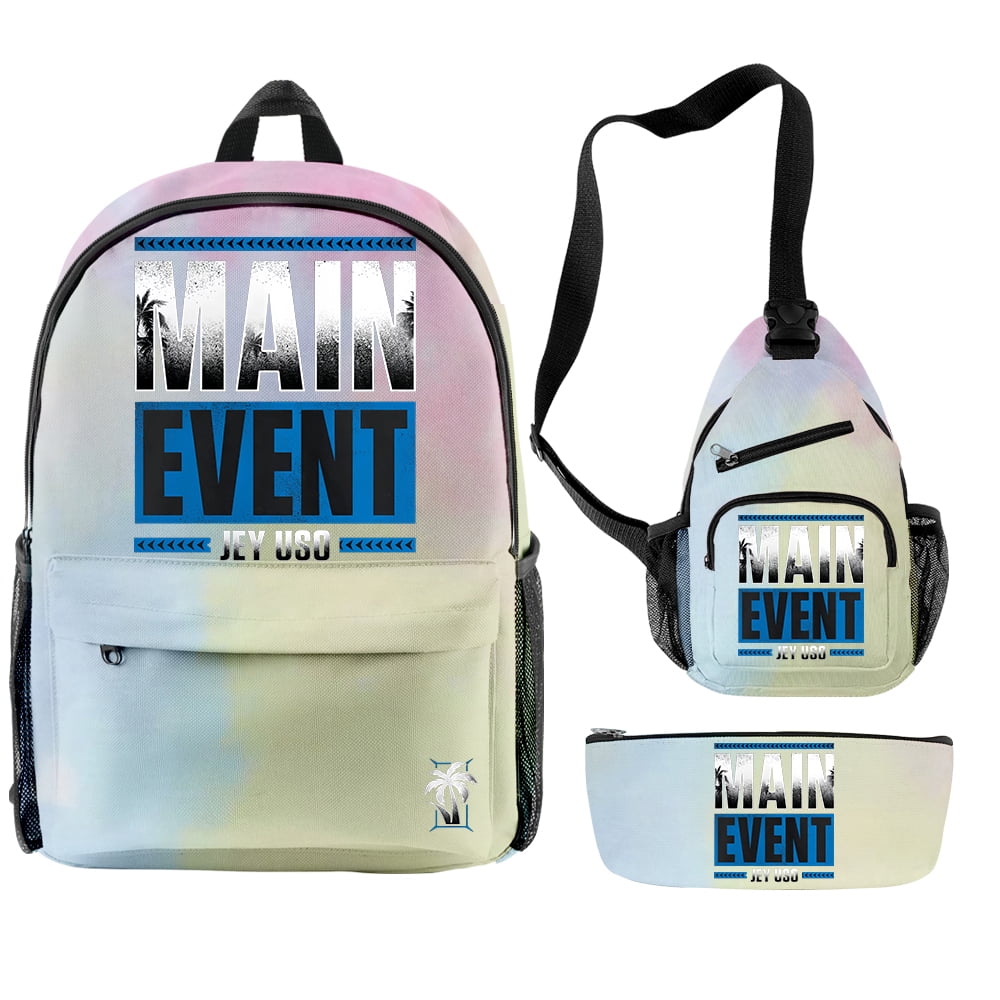 Jey Uso Main Event Backpack 3 Piece Set Rucksack Crossbody Bag Women ...