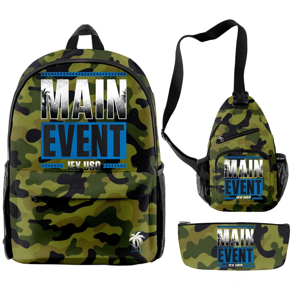 Jey Uso Main Event Backpack 3 Piece Set Rucksack Crossbody Bag Women ...
