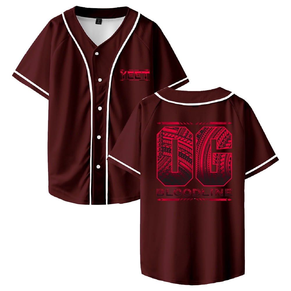 Jey Uso Yeet Bloodline Baseball Jersey Short Sleeve Button-up Shirts ...