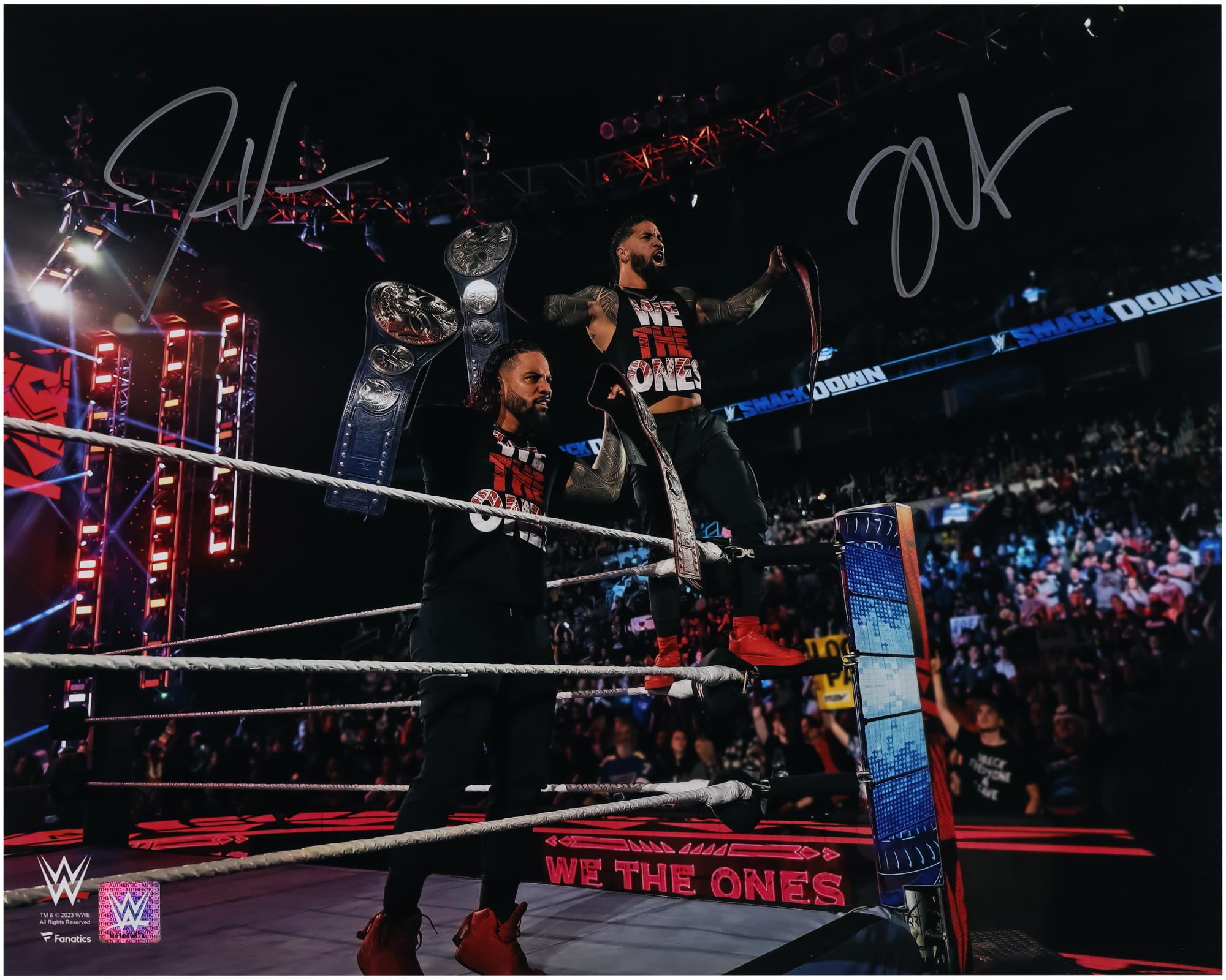 Jey Uso and Jimmy Uso WWE Autographed 16" x 20" In Ring Titles Raised ...