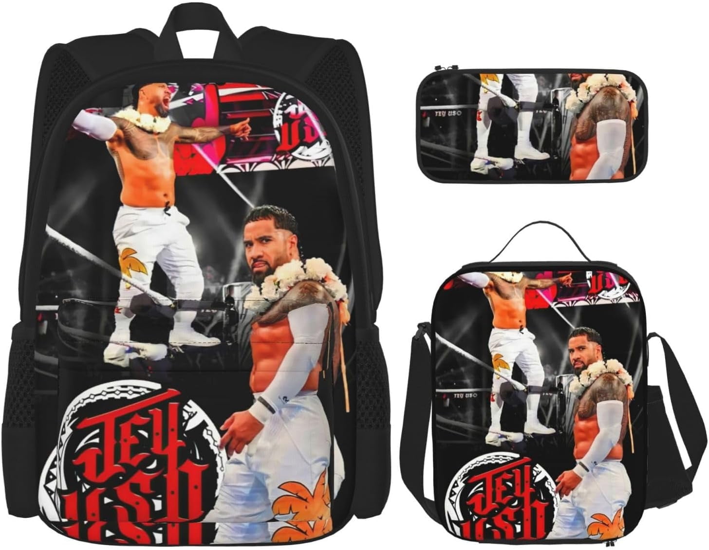 Jey Wrestler USO Backpack 3 Pieces Set With Lunch Bag And Pencil Pouch ...
