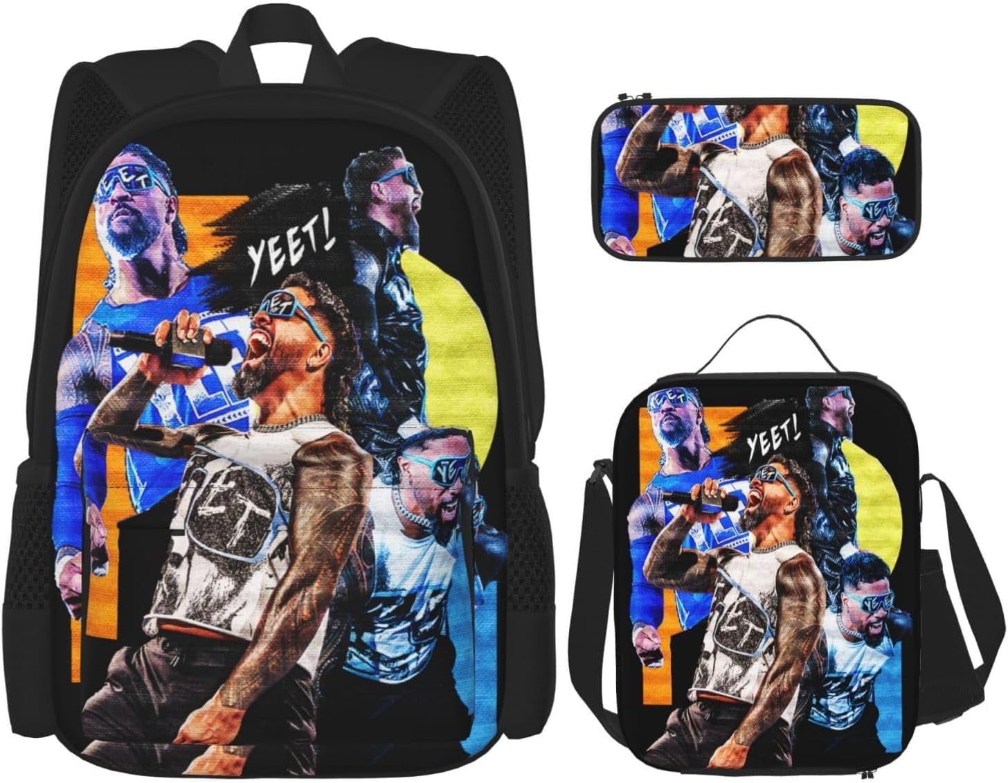 Jey Wrestler USO Backpack 3 Pieces Set With Lunch Box And Pencil Pouch ...