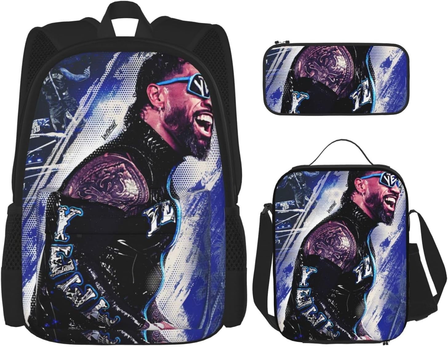 Jey Wrestler USO Backpack 3 Pieces Set With Lunch Box And Pencil Pouch ...