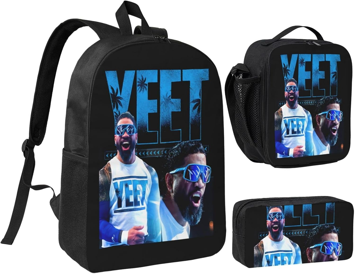 Jey Wrestler USO Backpack 3 Pieces Set With Lunch Box for Work/Sport ...