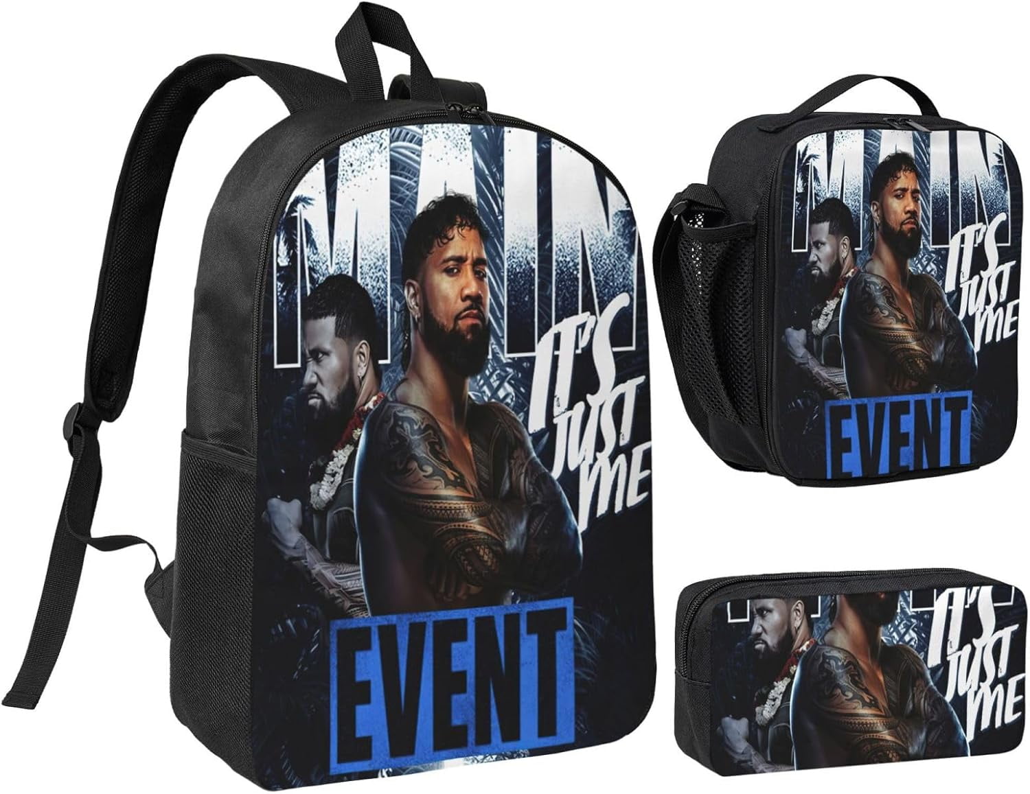 Jey Wrestler USO Backpack 3 Pieces Set With Lunch Box for Work/Sport ...