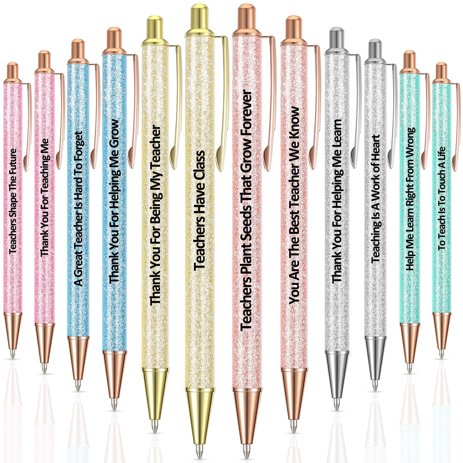 Jeyiour 12 Pcs Quotes Sparkly Fancy Pen Inspirational Glitter Ballpoint ...