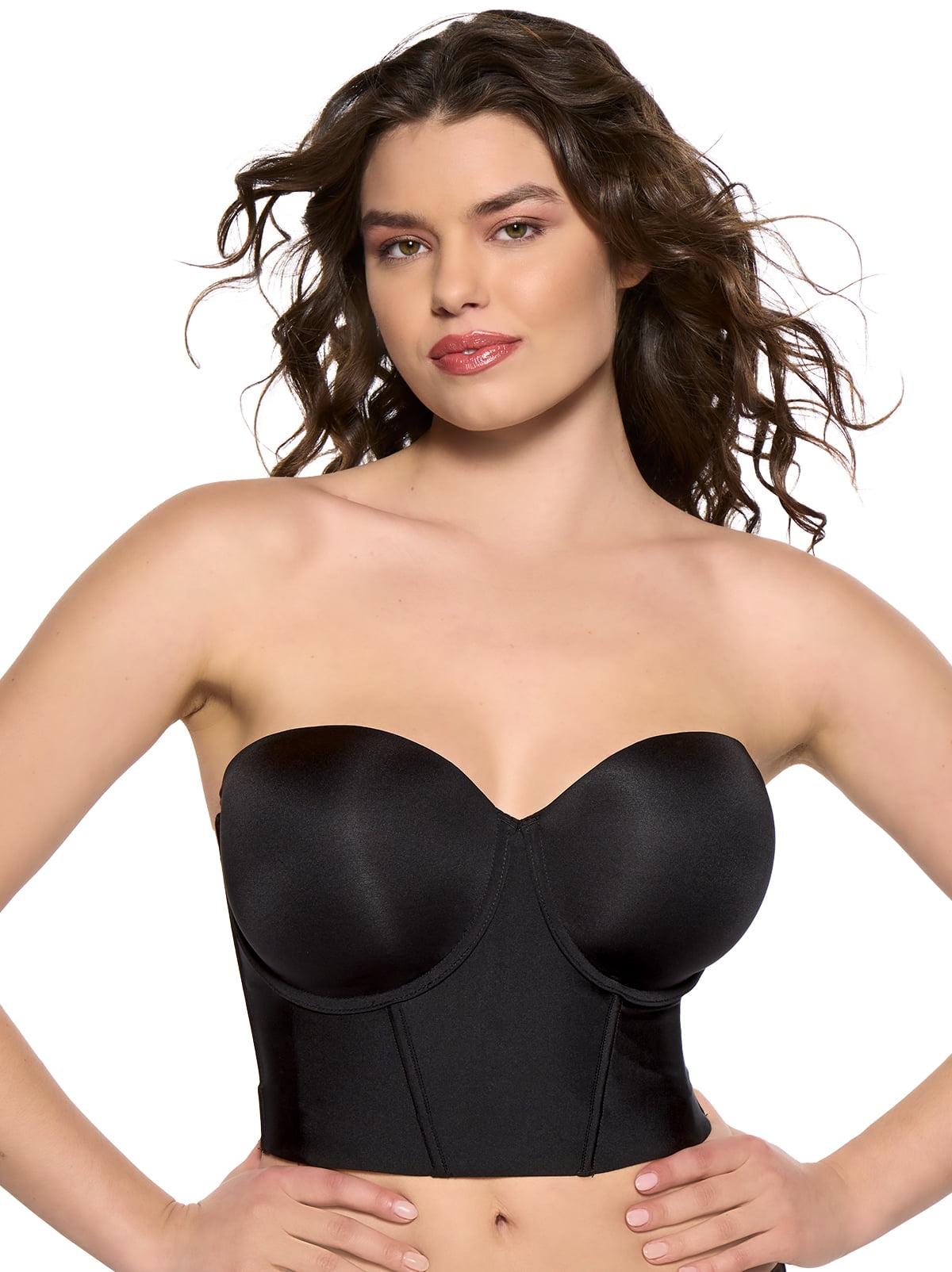 Felina | Body Veil Longline Strapless Bra | Seamless | Contour | Adjustable (38G, Black ...