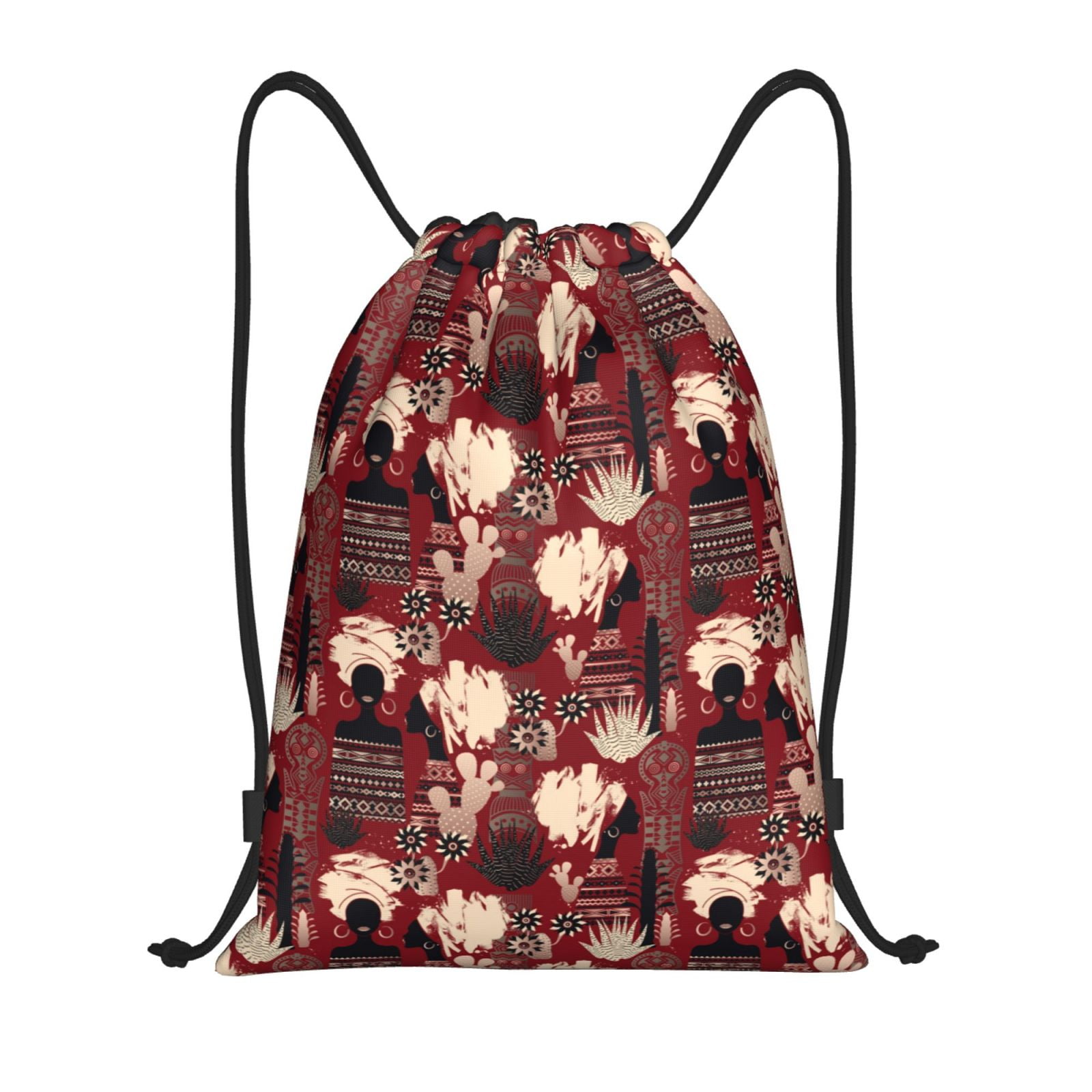Jgfou African Women A Print Drawstring Backpacks Cinch Sack Pack ...