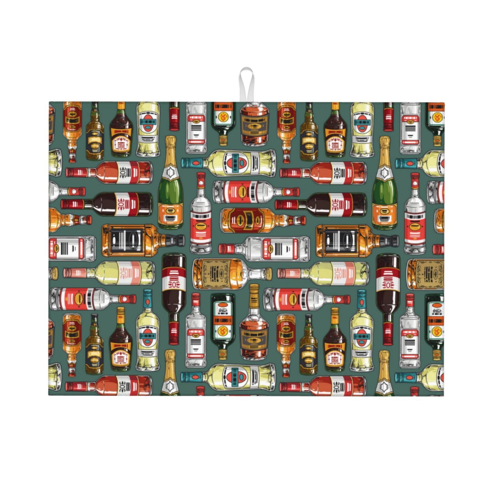 Jgfou Alcohol Bottles Print Dish Drying Mat Large Dish Drying Mats for ...