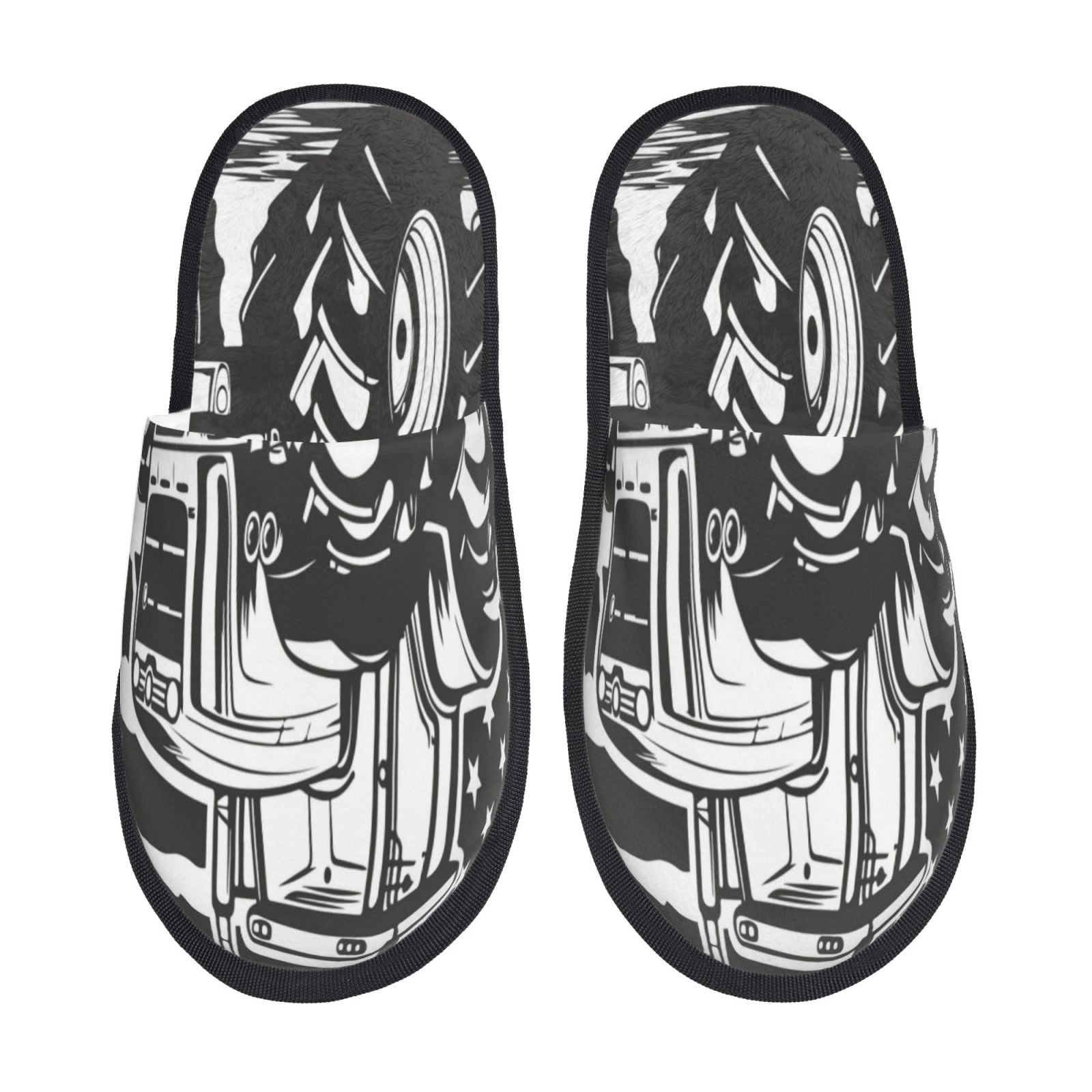 Jgfou American Tractor Print Womens Cozy Memory Foam Slippers Soft Warm ...