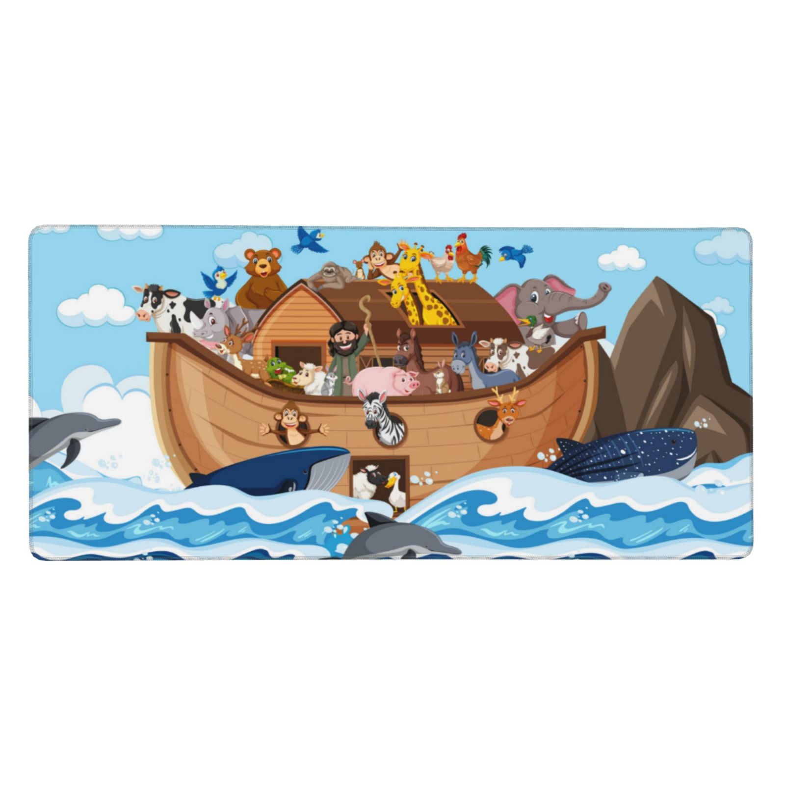 Jgfou Animals on Noah's Ark Floating Pattern 16x35.5in in Large Gaming ...