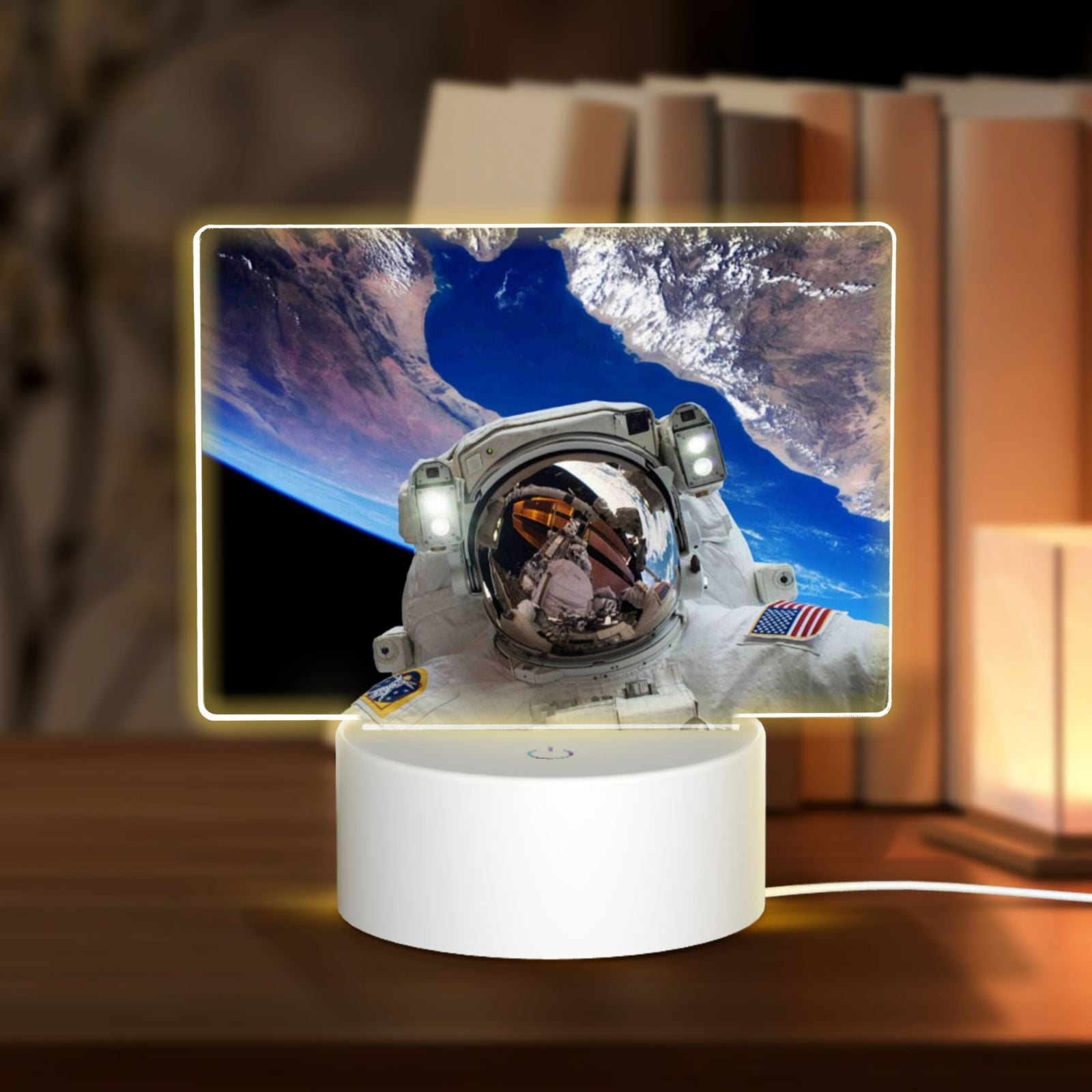 Jgfou Astronaut in Outer Space Rectangular Acrylic Night Light with USB ...