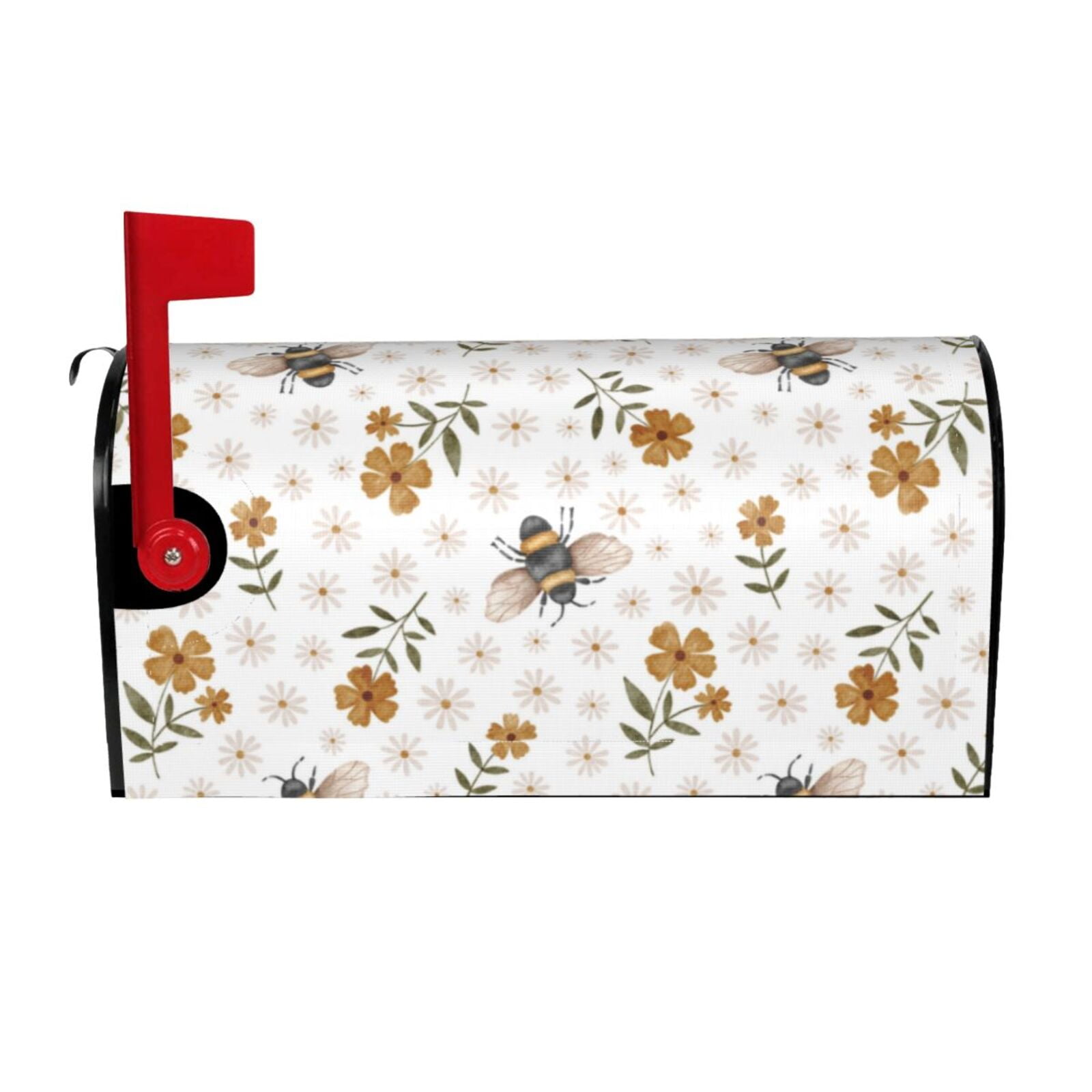 Jgfou Bees And Flowers Mailbox Covers Magnetic 21x18 in Mailbox Wraps ...
