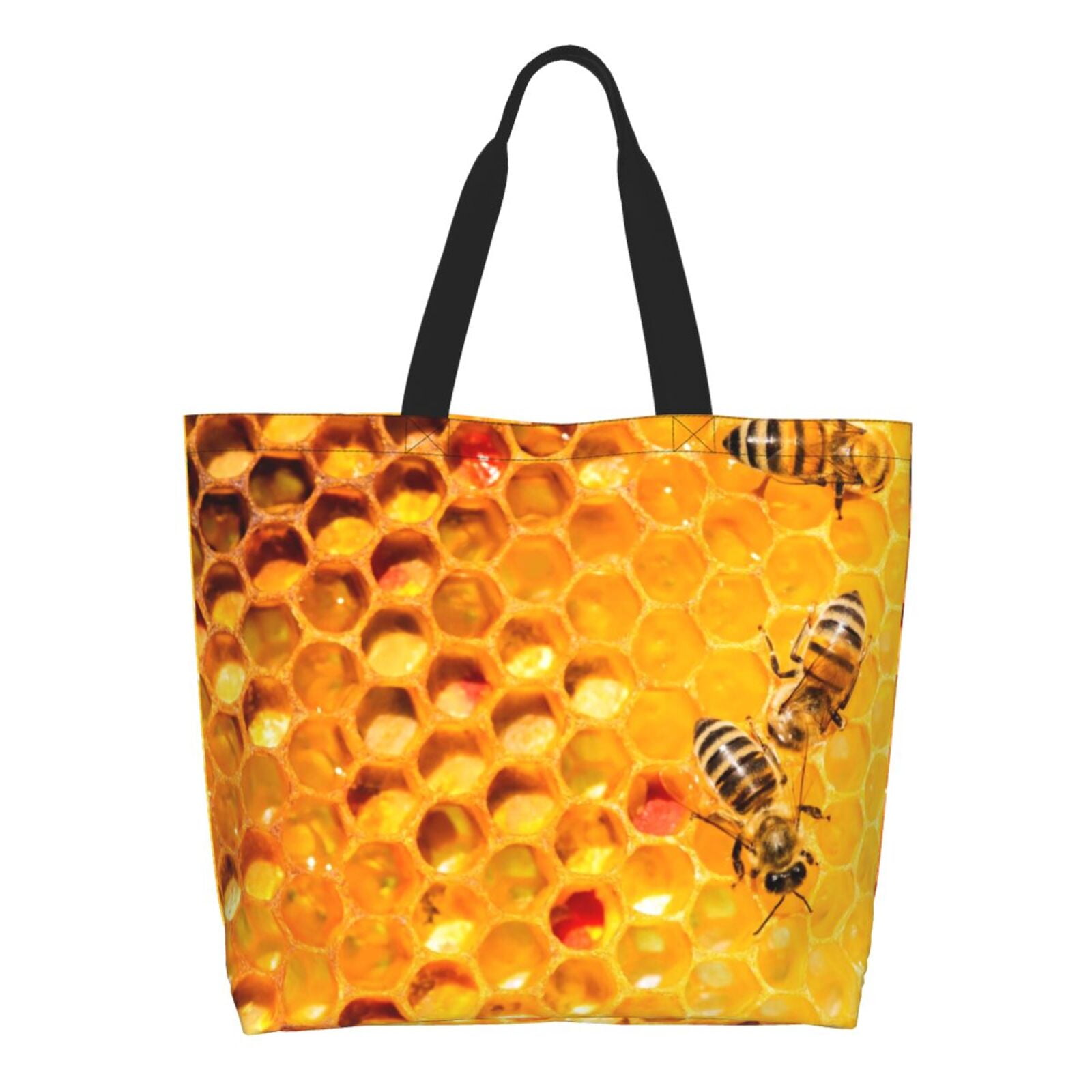 Jgfou Bees on Hive Honeycomb Pattern Shoulder Tote Bag Handle Satchel ...