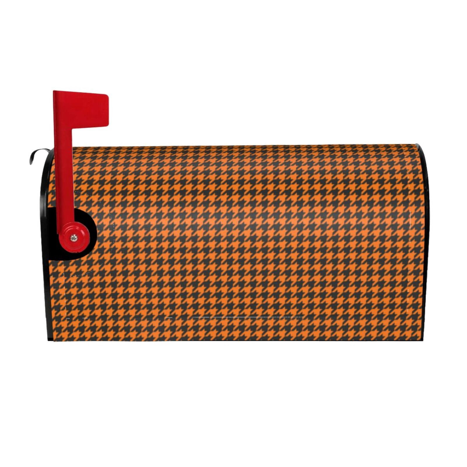 Jgfou Black And Orange Houndstooth Mailbox Covers Magnetic 21x18 in ...