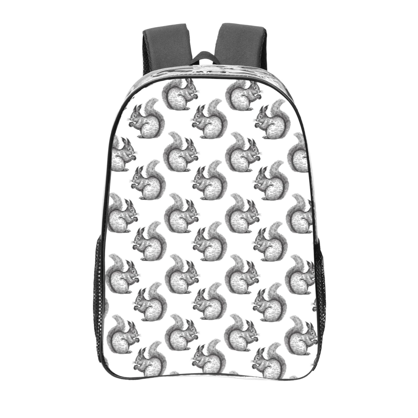 Jgfou Black Squirrel Print Clear Backpack, Transparent Plastic Bookbag ...