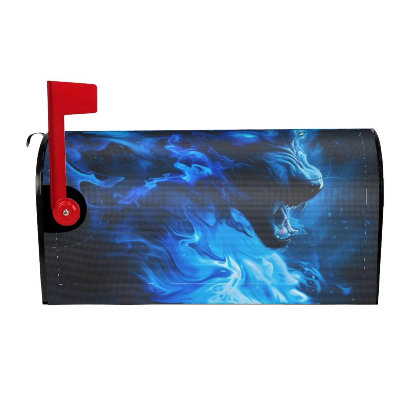 Jgfou Blue Fire Cool Wolf Mailbox Covers Magnetic 21x18 in Mailbox ...