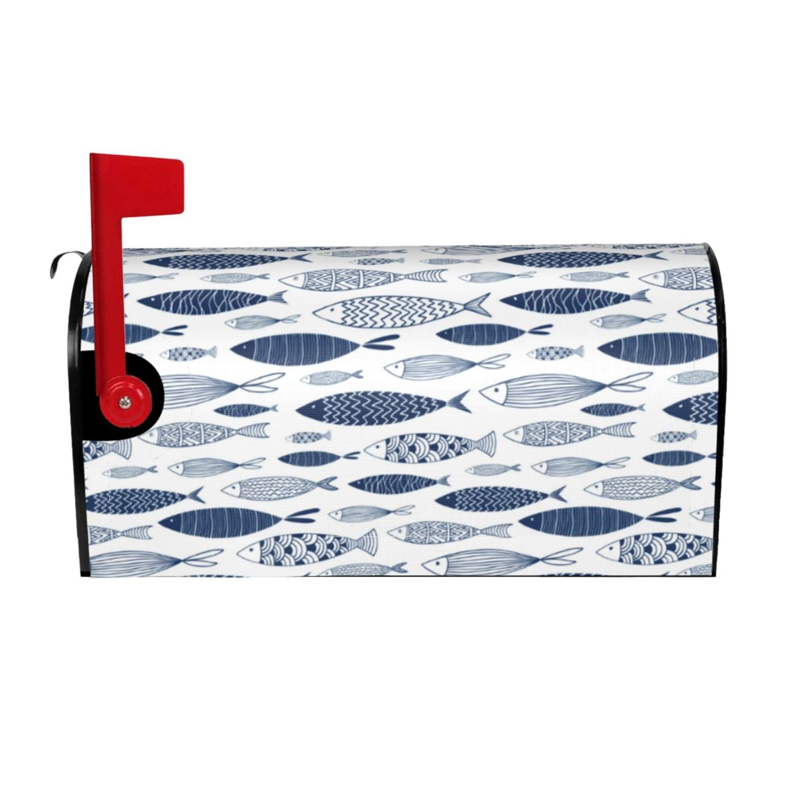 Jgfou Blue Fish Mailbox Covers Magnetic 21x18 in Mailbox Wraps Post ...