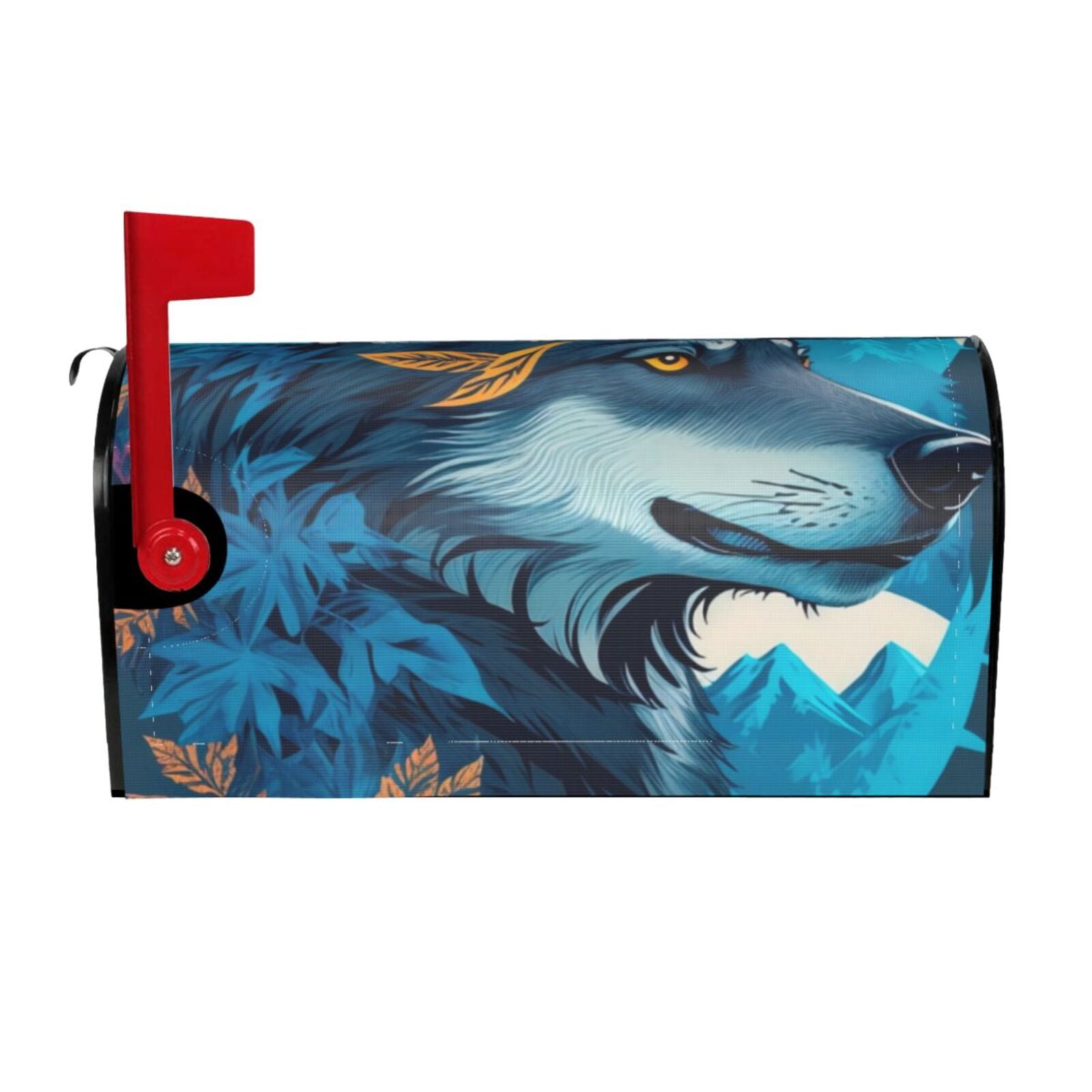 Jgfou Blue Iceberg Leaf Wolf Mailbox Covers Magnetic Mailbox Wraps Post ...