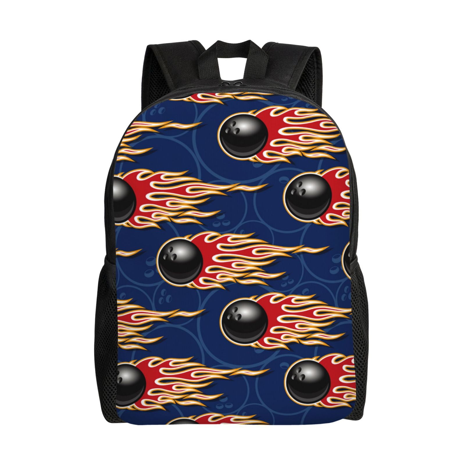 Jgfou Bowling Ball And Flame Print Small Travel Laptop Backpack for ...