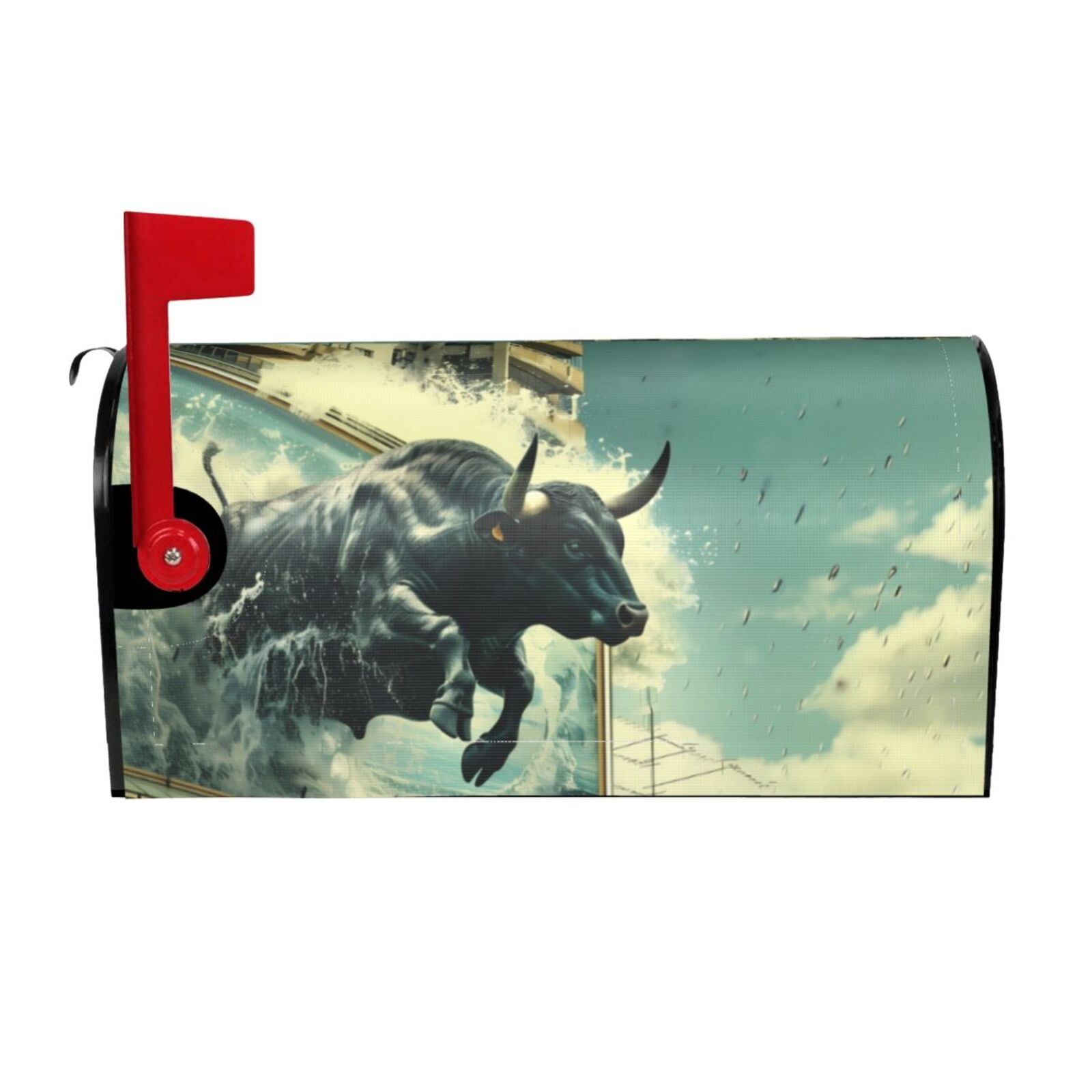 Jgfou Bull Charging Through Waves Mailbox Covers Magnetic 25.5x21 in ...