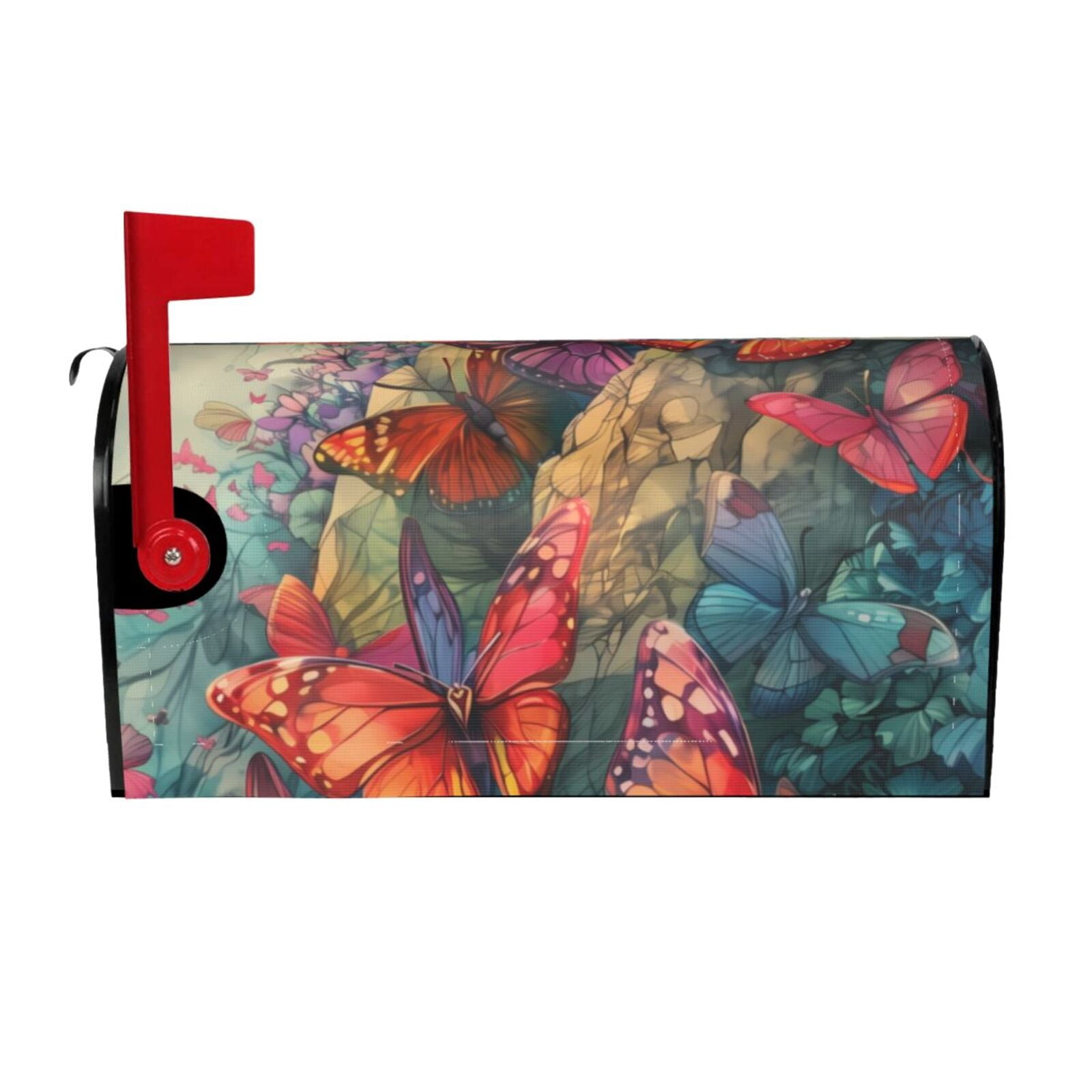 Jgfou Butterflies On Rocky Cliff Mailbox Covers Magnetic 21x18 in ...