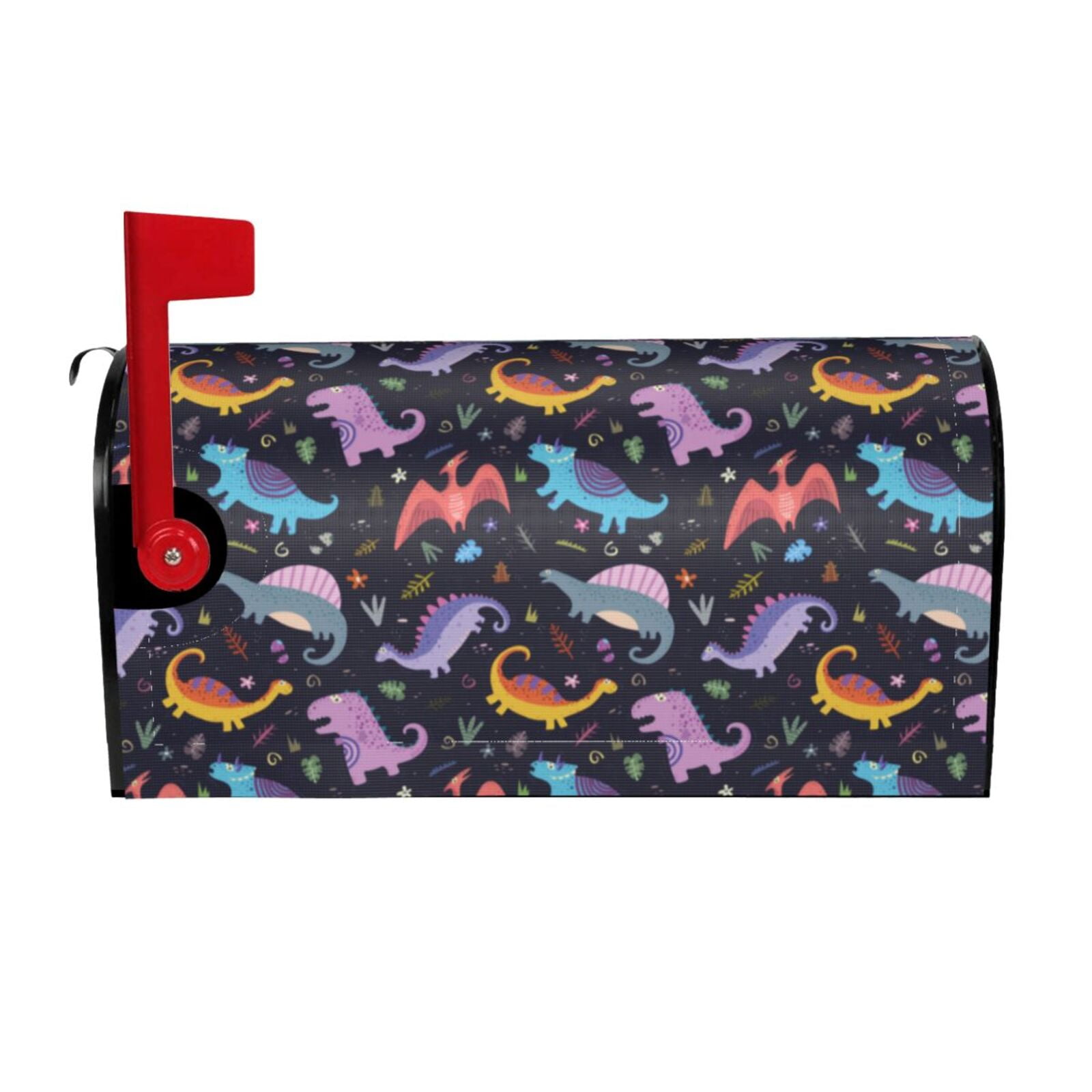 Jgfou Cartoon Dinosaur Mailbox Covers Magnetic 25.5x21 in Mailbox Wraps ...