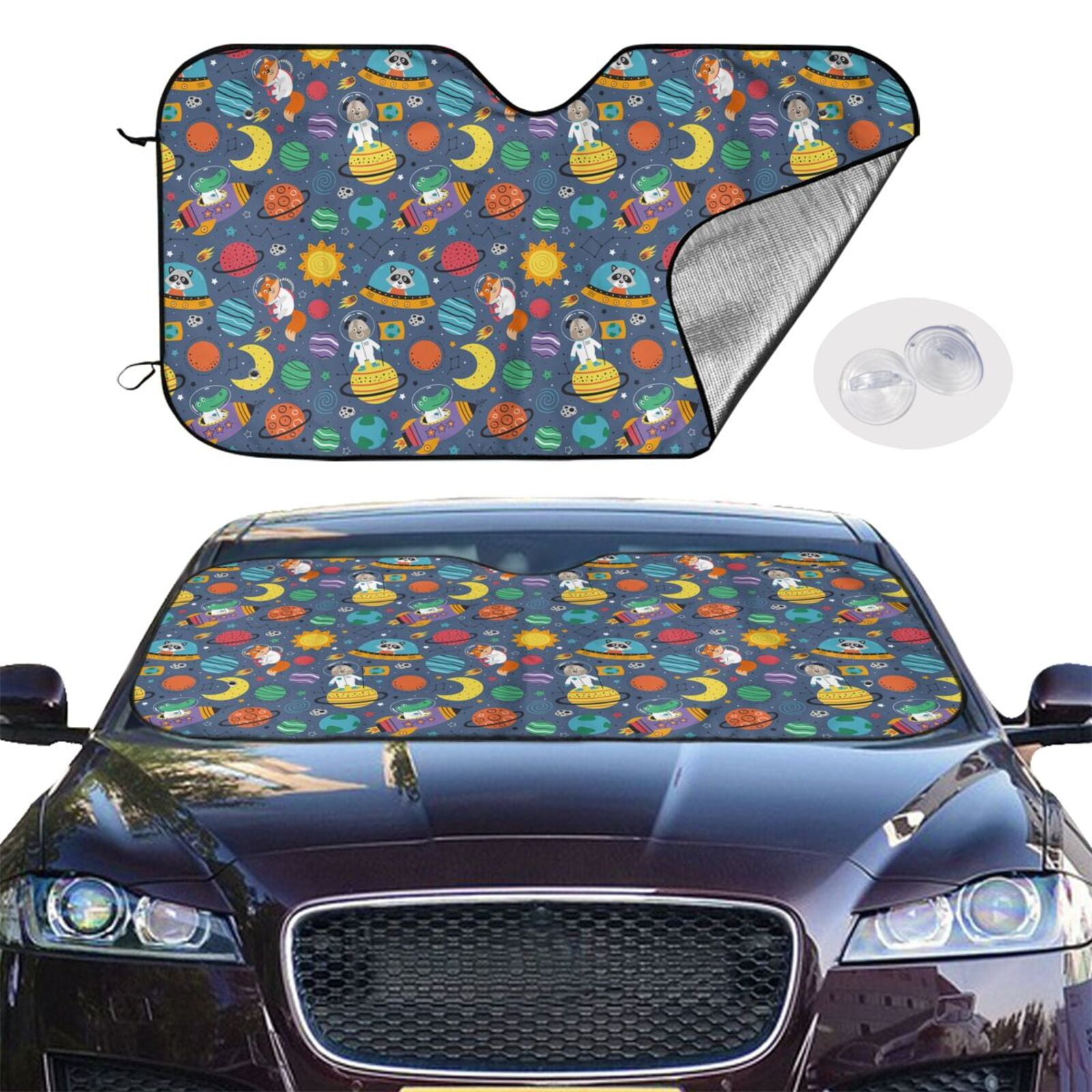 Jgfou Cartoon Space Windshield Sun Shades,Car Sun Shade for Front ...