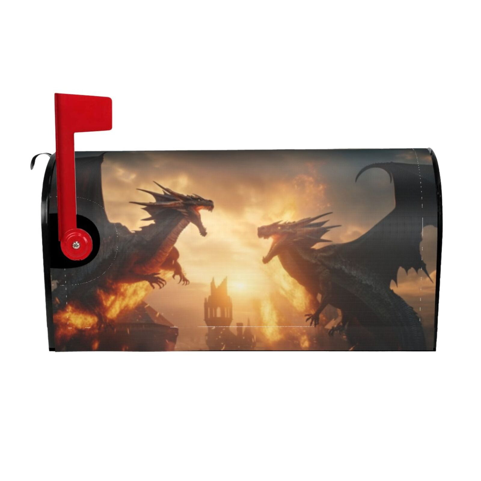 Jgfou Castle Cool Fire Dragon Mailbox Covers Magnetic 25.5x21 in ...