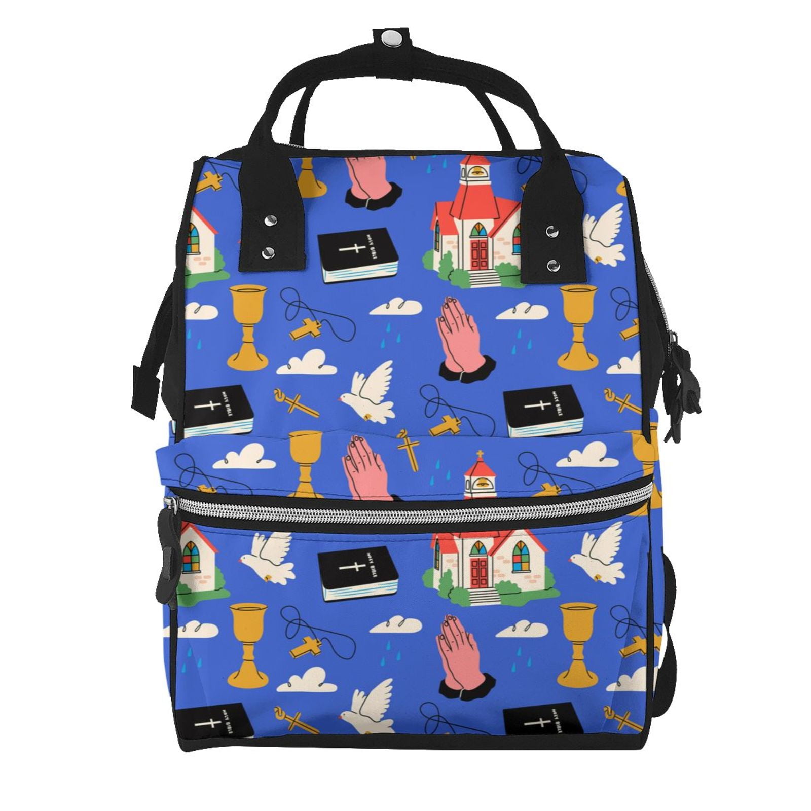 Jgfou Catholic religious Print Large Capacity Nappy Bag Is a Multi ...