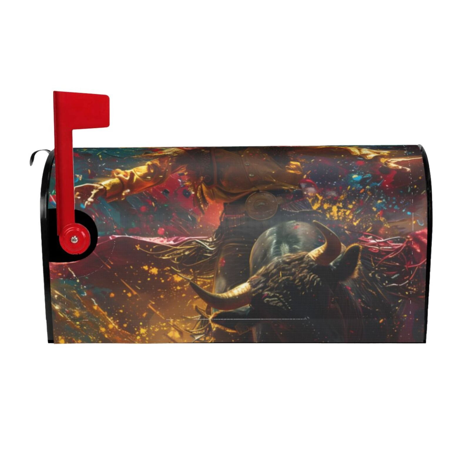 Jgfou Colorful Bull Western Man Mailbox Covers Magnetic 21x18 in ...