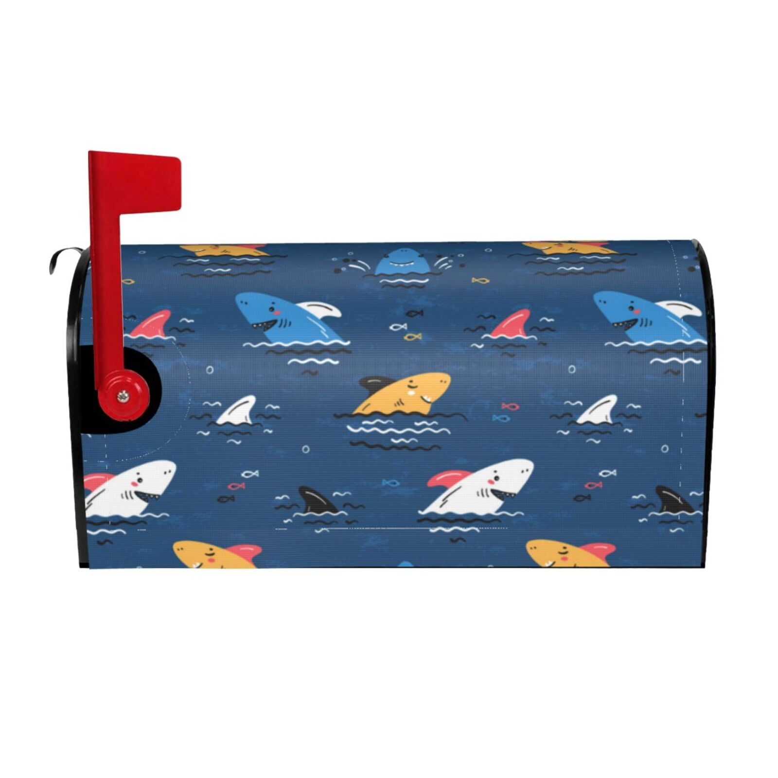 Jgfou Colorful Ocean Shark Mailbox Covers Magnetic Mailbox Wraps Post ...