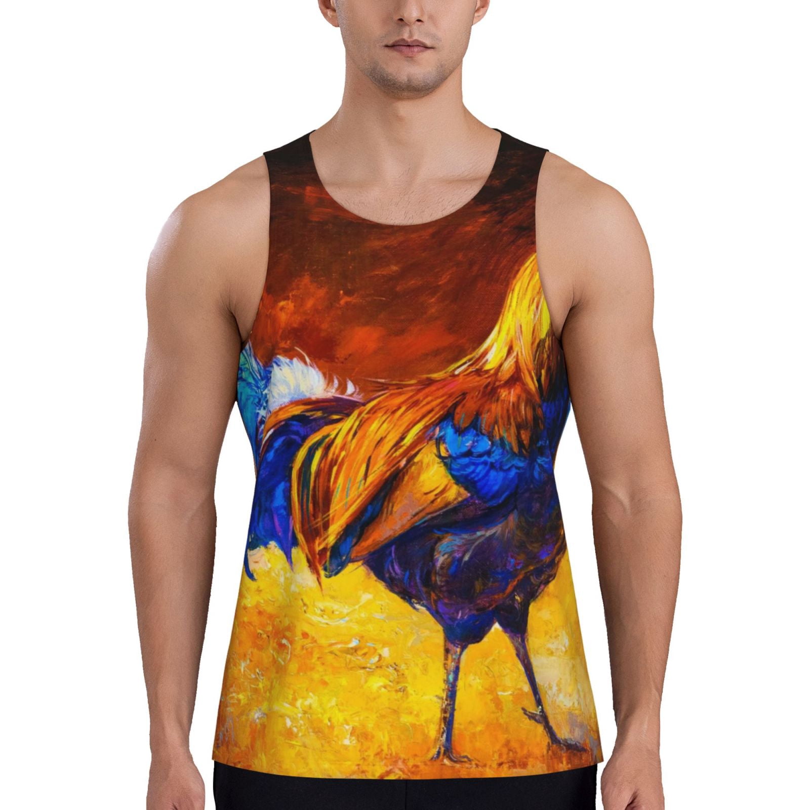 Jgfou Colorful Rooster Pattern Quick Dry Workout Tank Top Gym Muscle ...