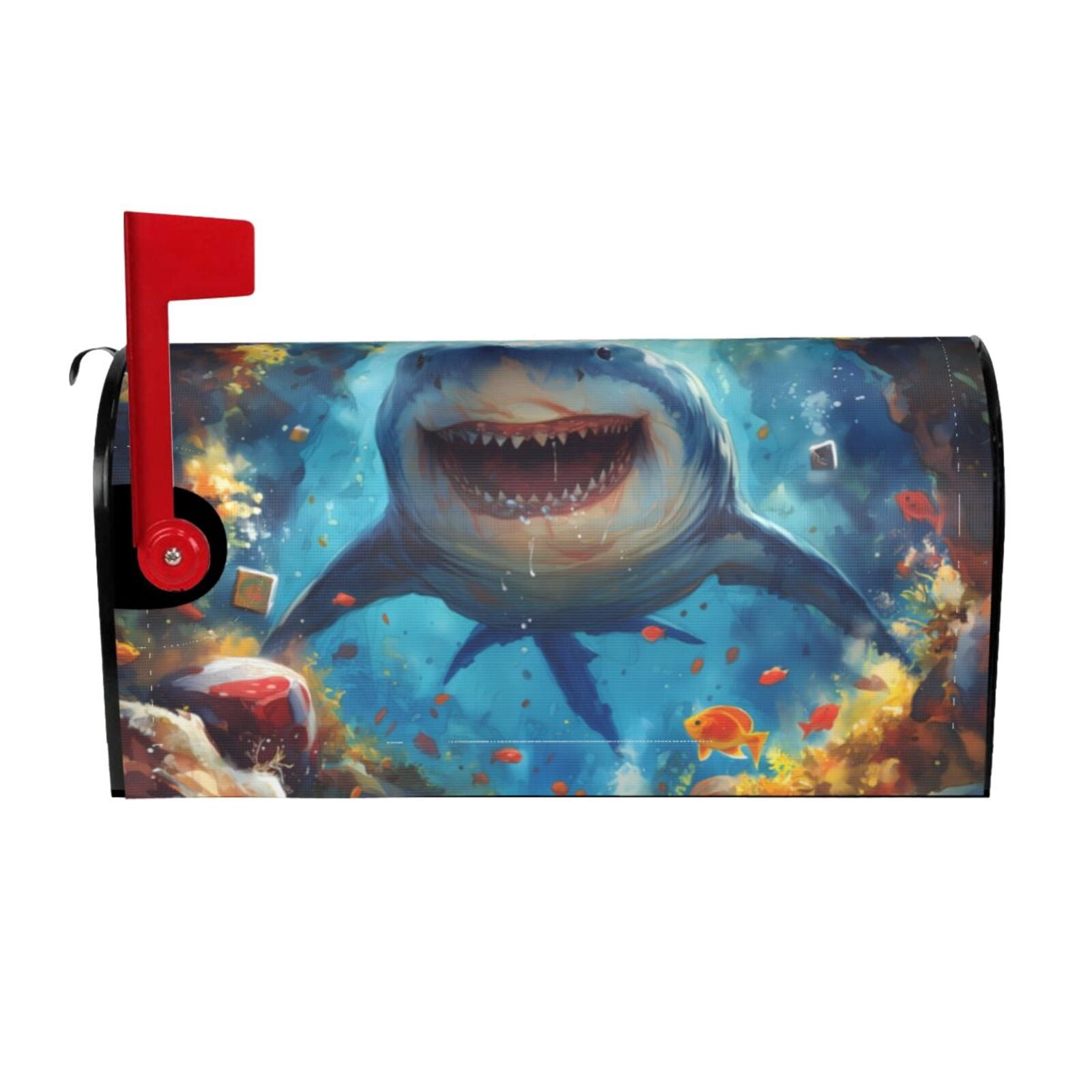 Jgfou Colorful Underwater Shark Mailbox Covers Magnetic 25.5x21 in ...