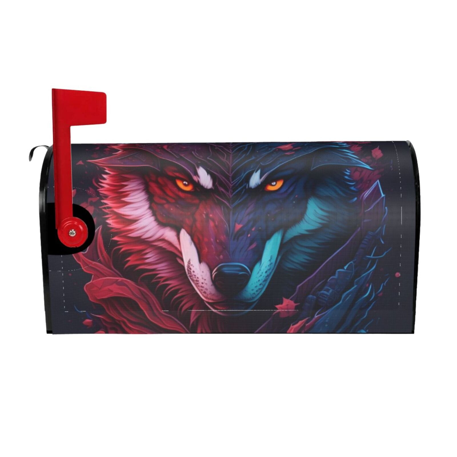 Jgfou Cool Wolf Head Mailbox Covers Magnetic Mailbox Wraps Post Letter ...