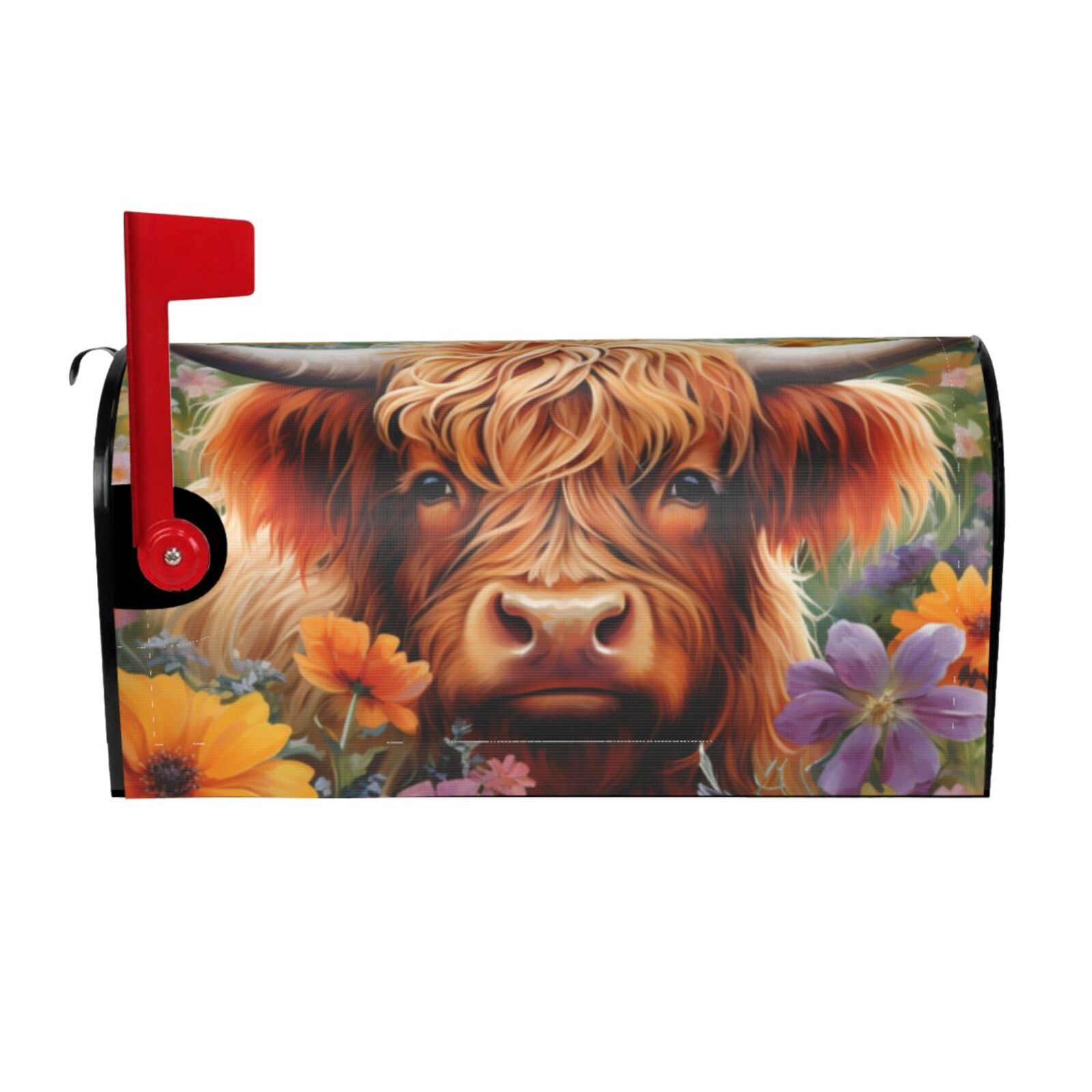 Jgfou Countryside Colorful Floral Cow Mailbox Covers Magnetic 21x18 in ...