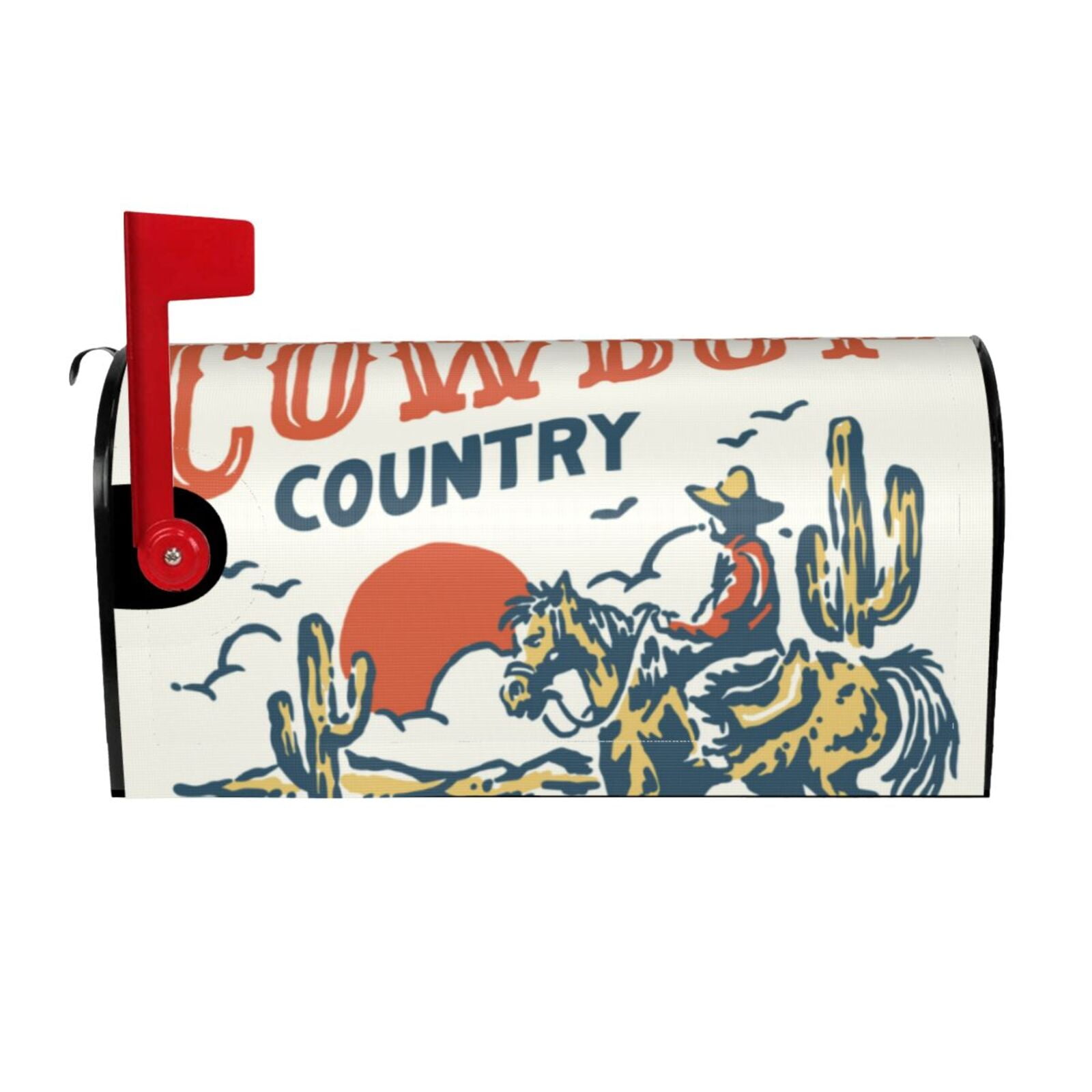 Jgfou Cowboy Rising Horse Mailbox Covers Magnetic Mailbox Wraps Post ...