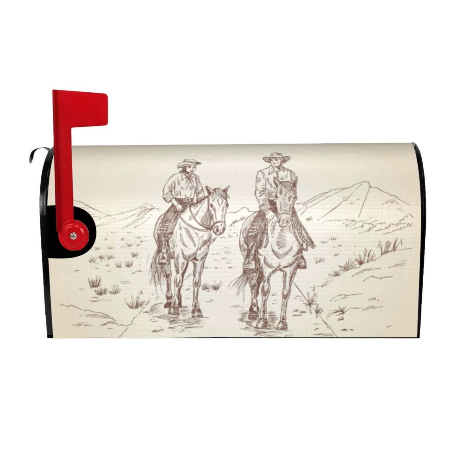 Jgfou Cowboys Riding Horses In Desert Mailbox Covers Magnetic 25.5x21 ...