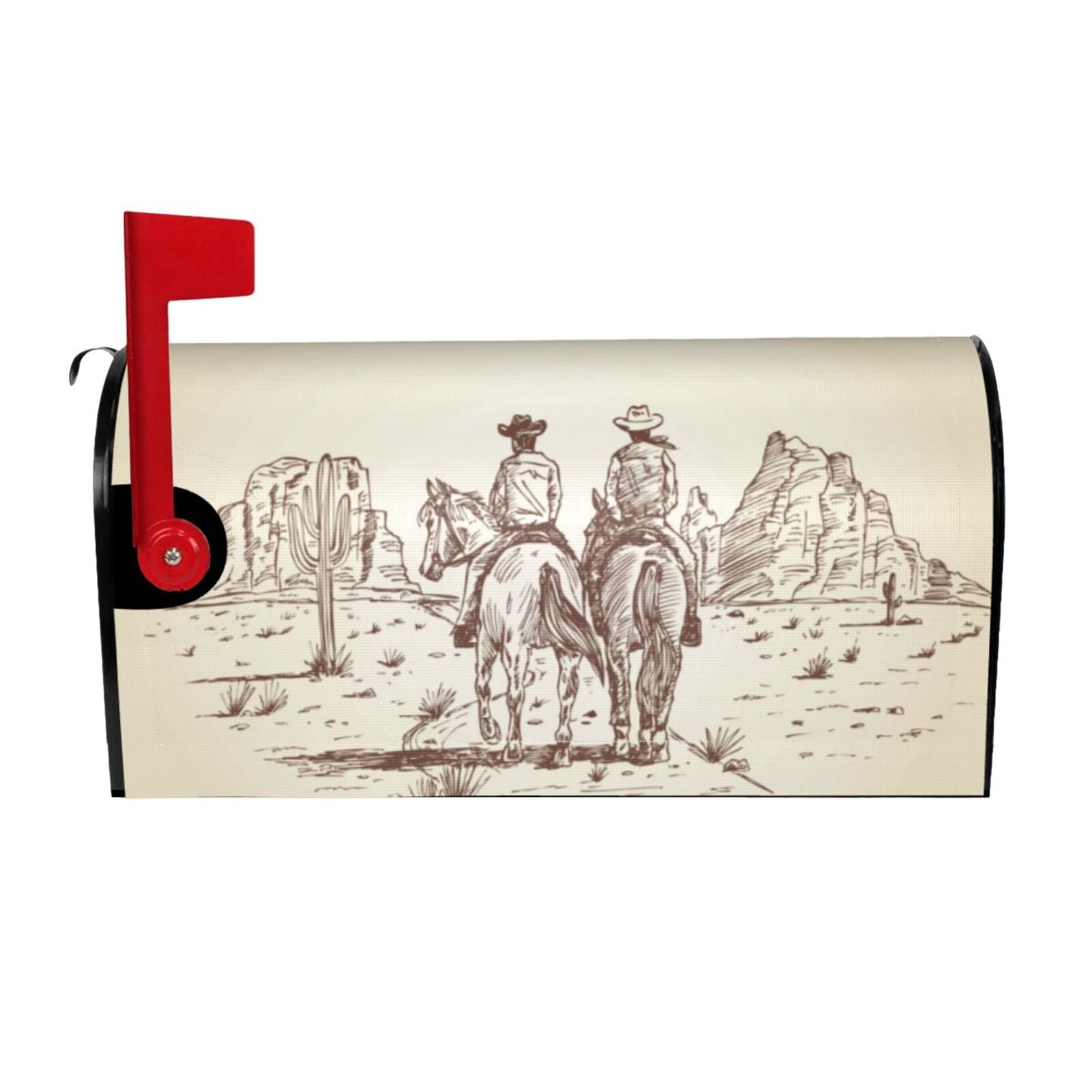 Jgfou Cowboys Riding Horses Mailbox Covers Magnetic 25.5x21 in Mailbox ...