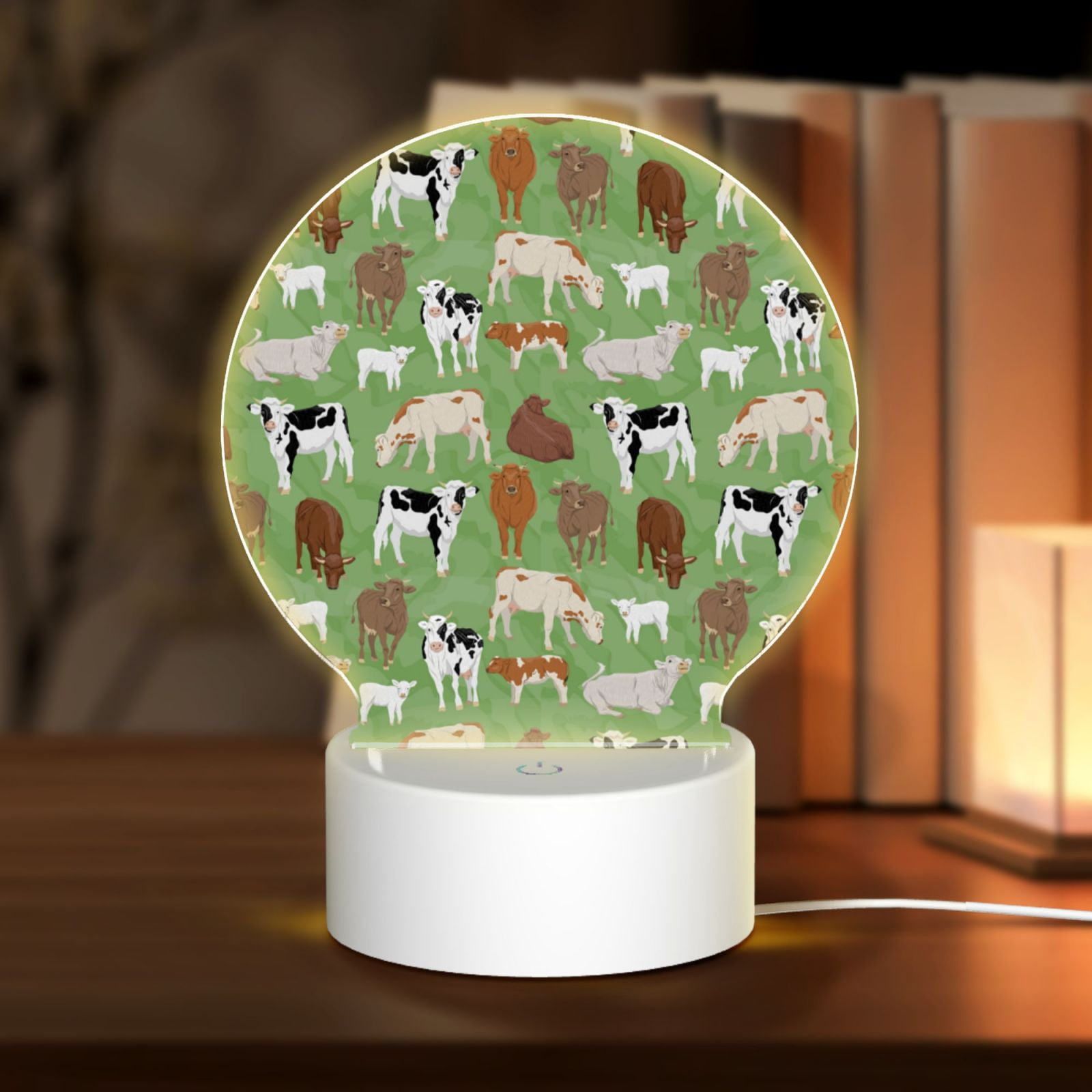 Jgfou Cows And Calves LED Night Light Lamp Base + Acrylic, Adjustable 3 ...