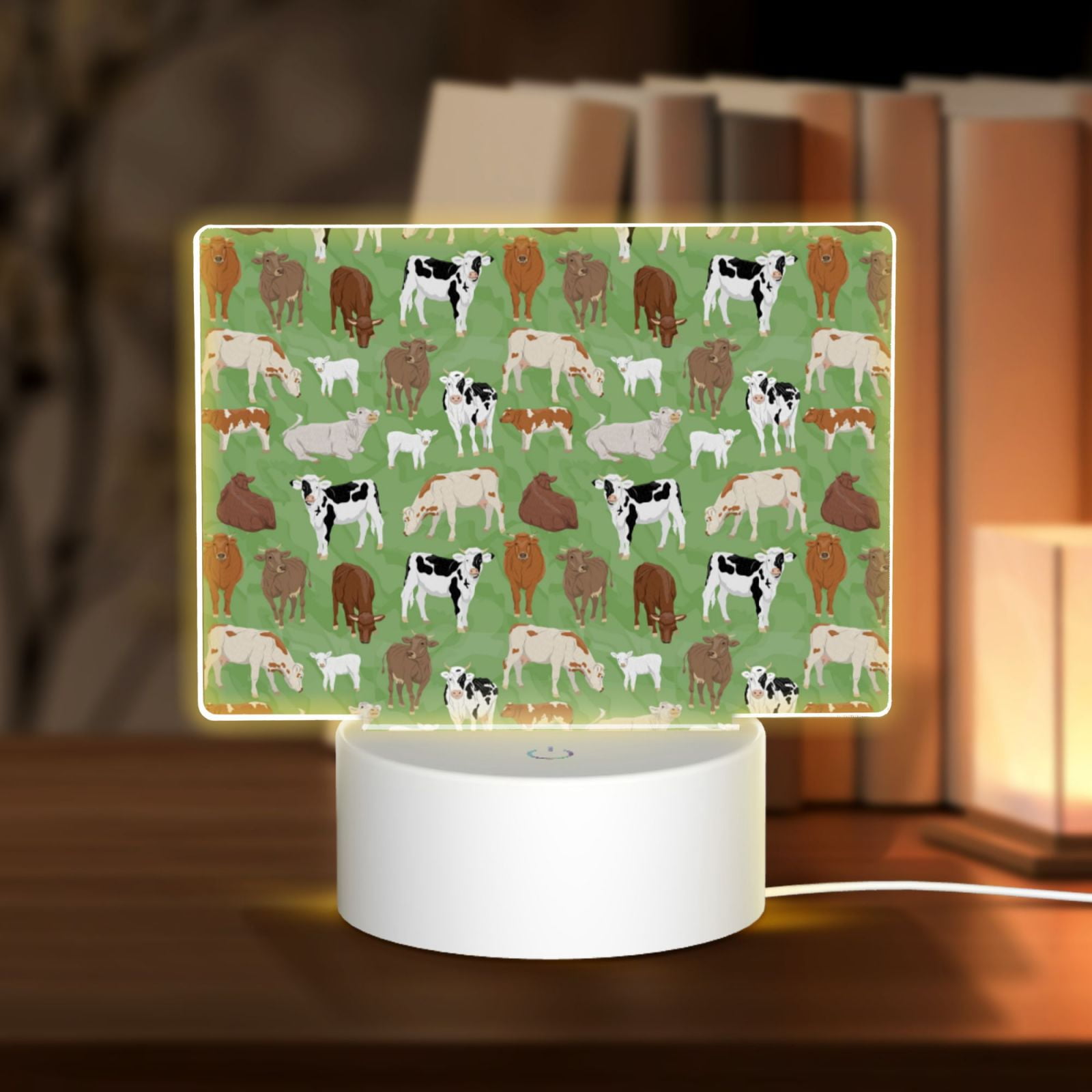Jgfou Cows And Calves Rectangular Acrylic Night Light with USB Port ...