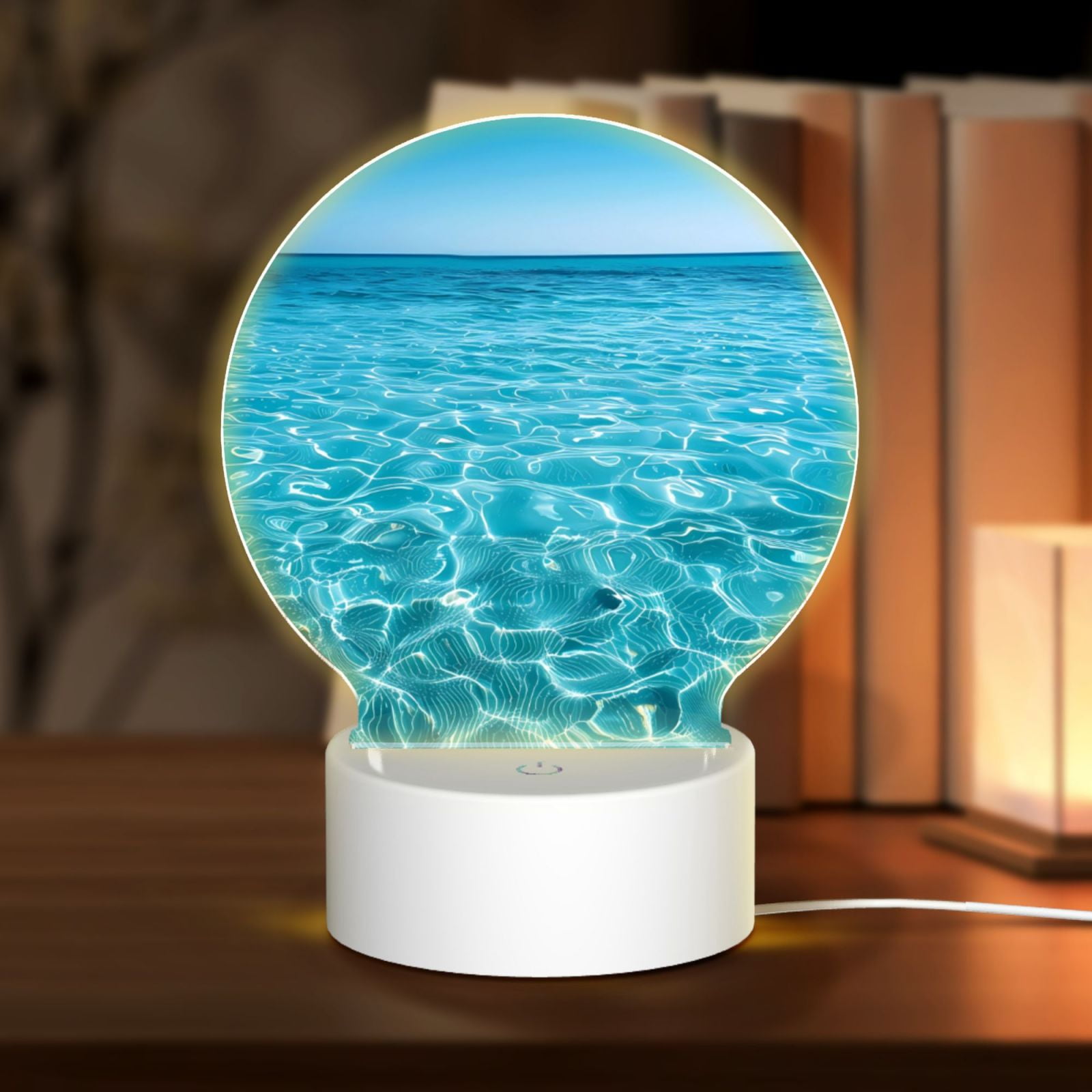 Jgfou Crystal Clear Ocean Waves LED Night Light Lamp Base + Acrylic ...